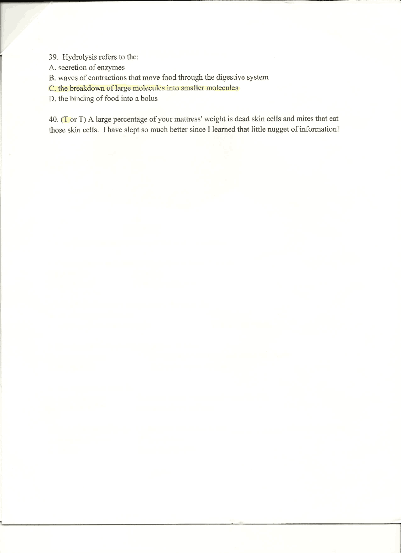 A Survey Of Life Exam With Answers Biol 1010 Docsity