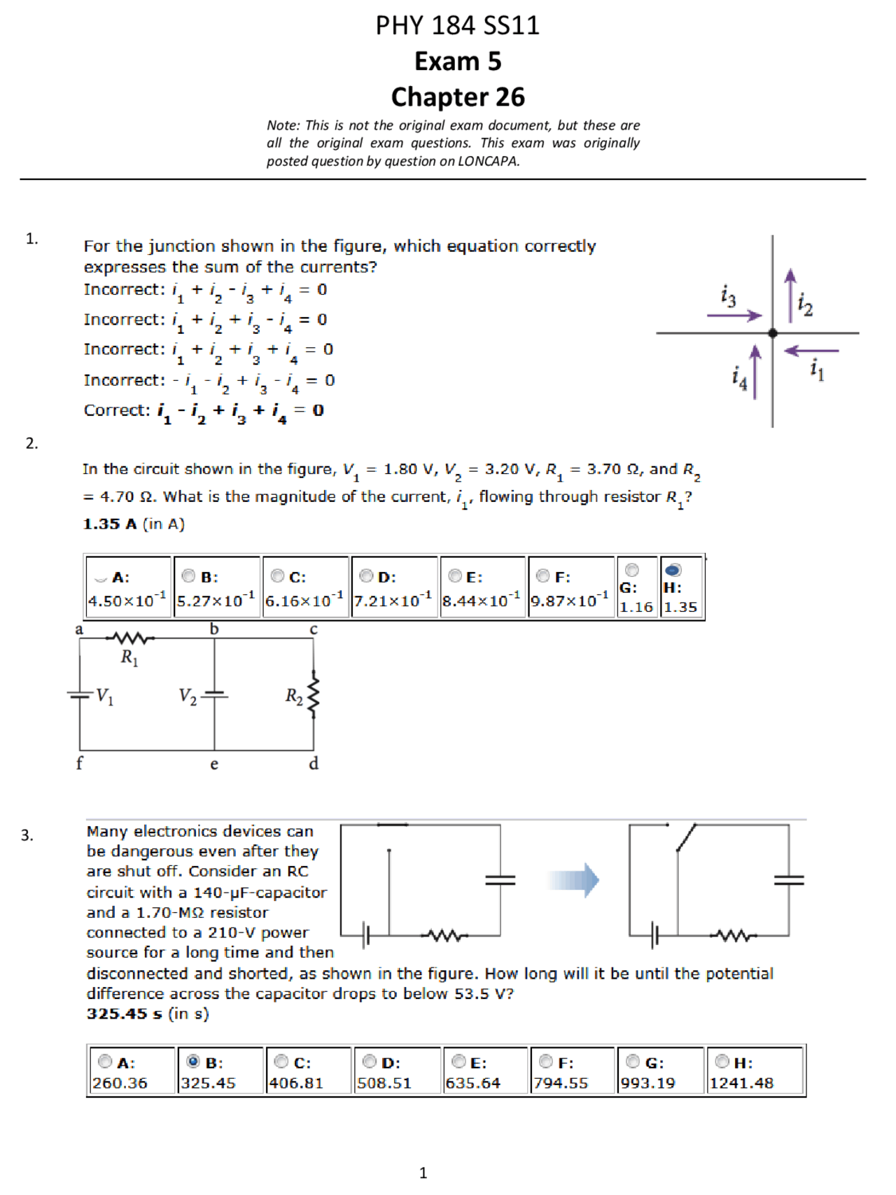 Exam 5 Physics Scientists And Engineers Ii Phy 184 Docsity