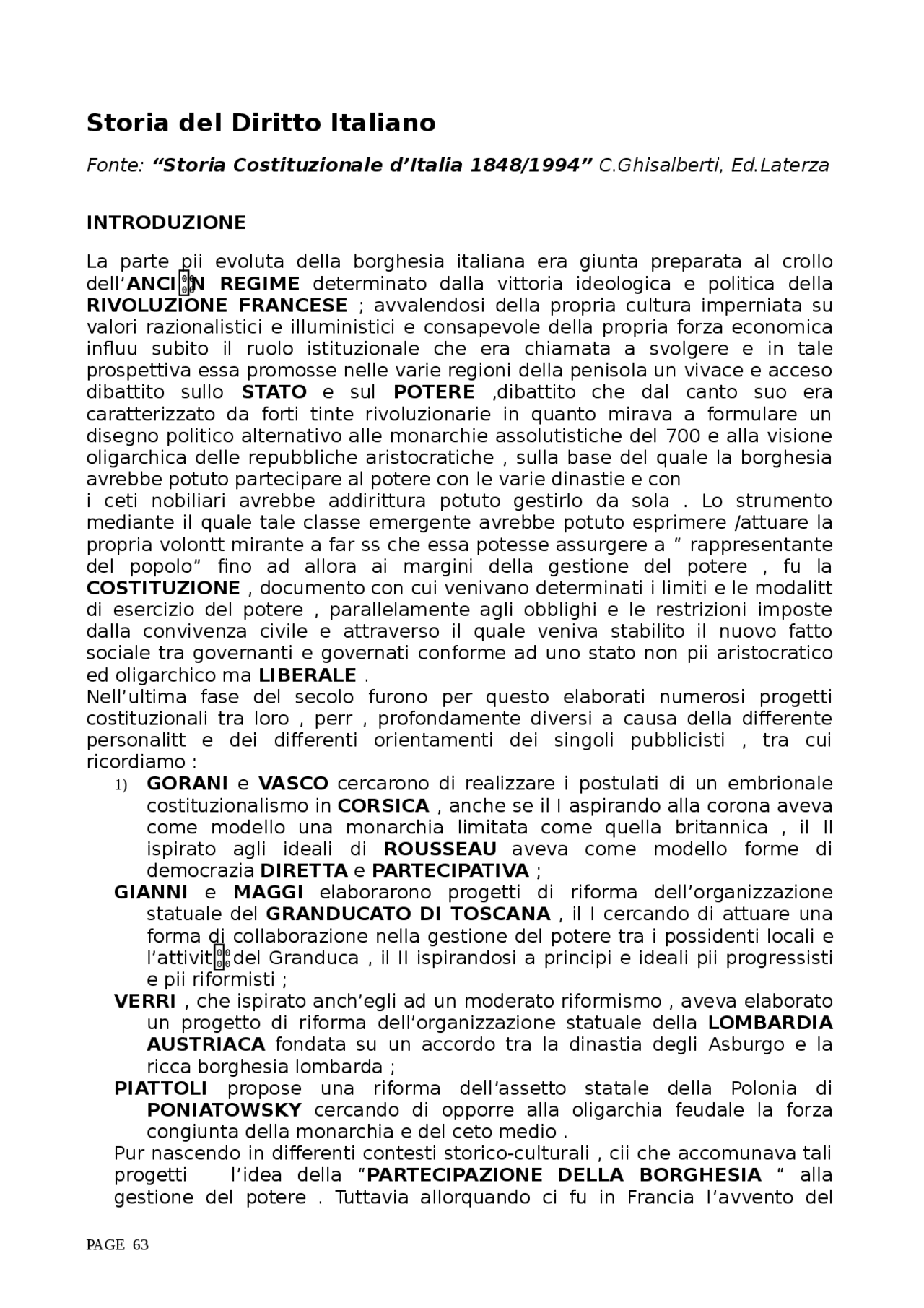 Riassunto Esame Storia Del Diritto Italiano Ii Rif Ghisalberti Docsity