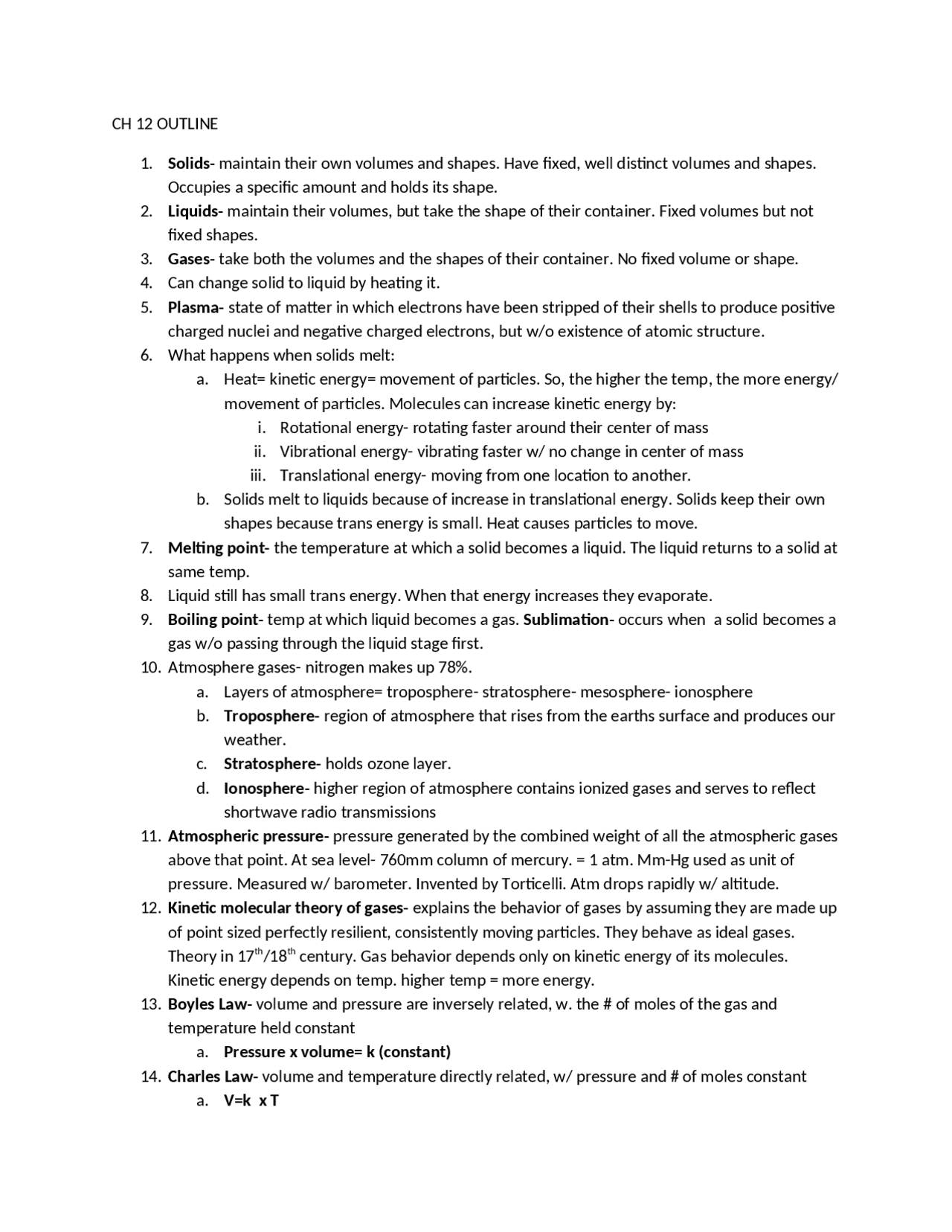 Notes On Solids Gas Liquids Chemistry For Non Science Majors Chem