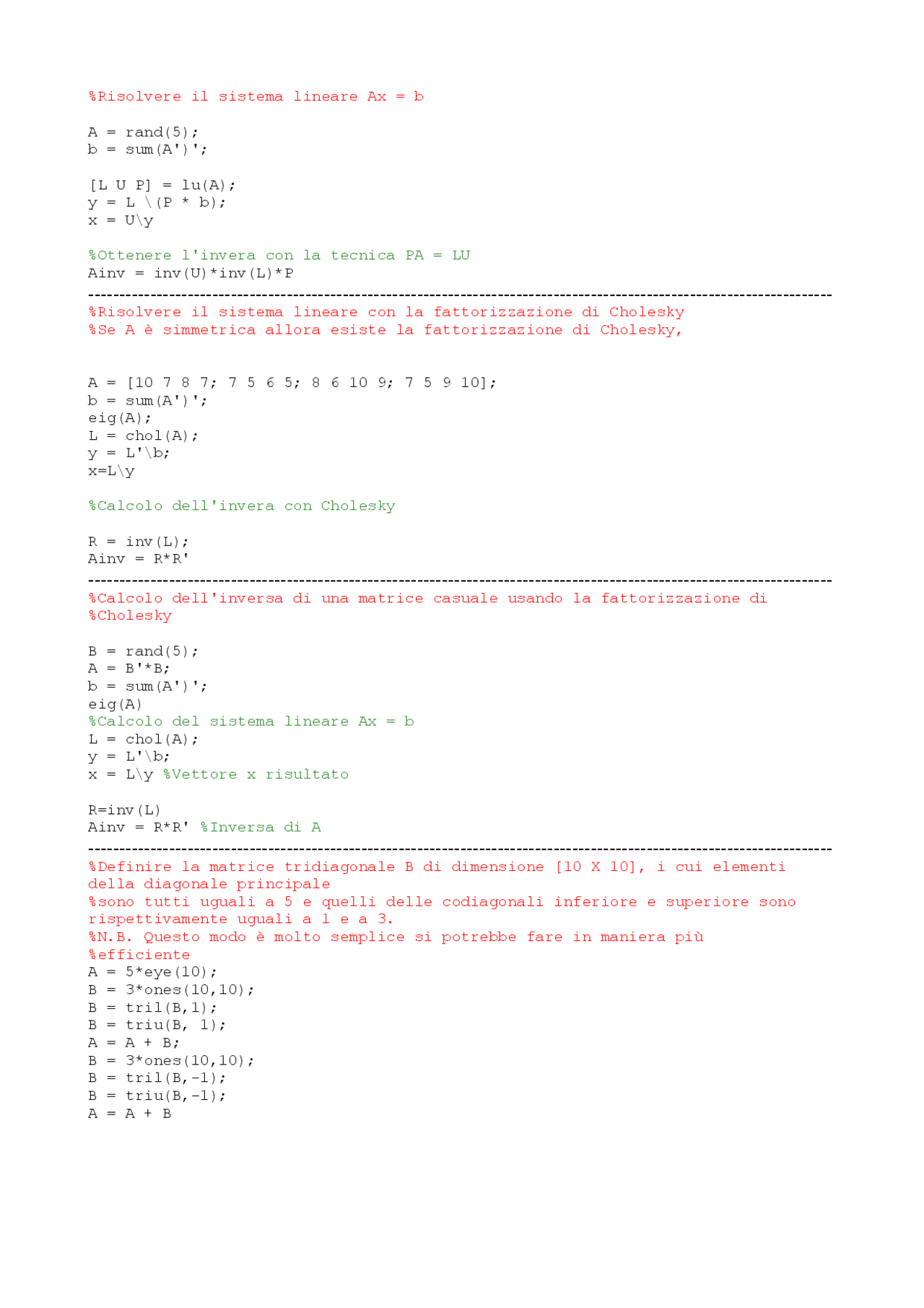 Esercizi Di Calcolo Numerico Risolti Con Matlab Esercizi Di Calcolo