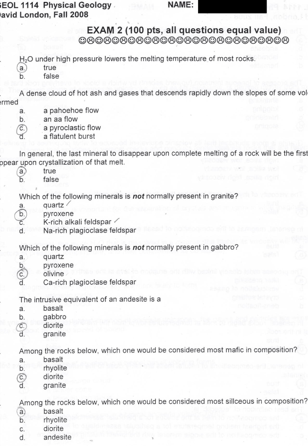 Multiple Choice Question With Solution Physical Geology For Science