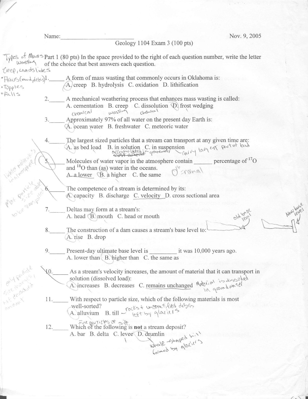 Exam 3 With Answers The Dynamic Earth Geol 1104 Docsity