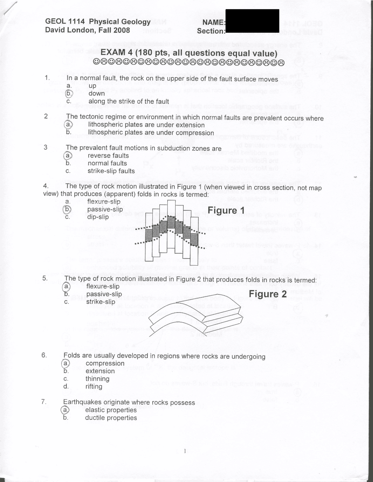 Exam 4 With Answer Key Physical Geology Geol 1114 Docsity
