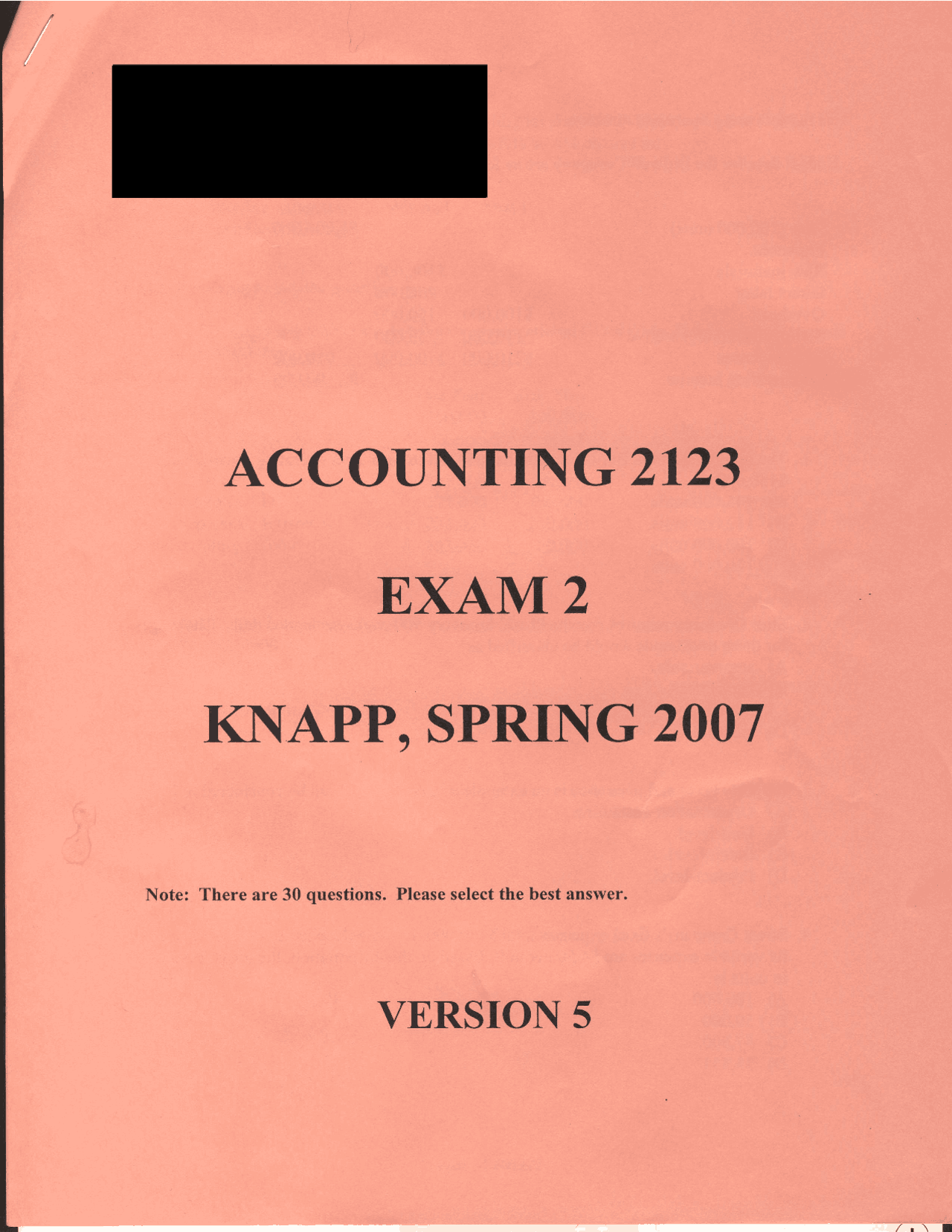Exam 2 With Solutions Fundamental Managerial Accounting Acct 2123