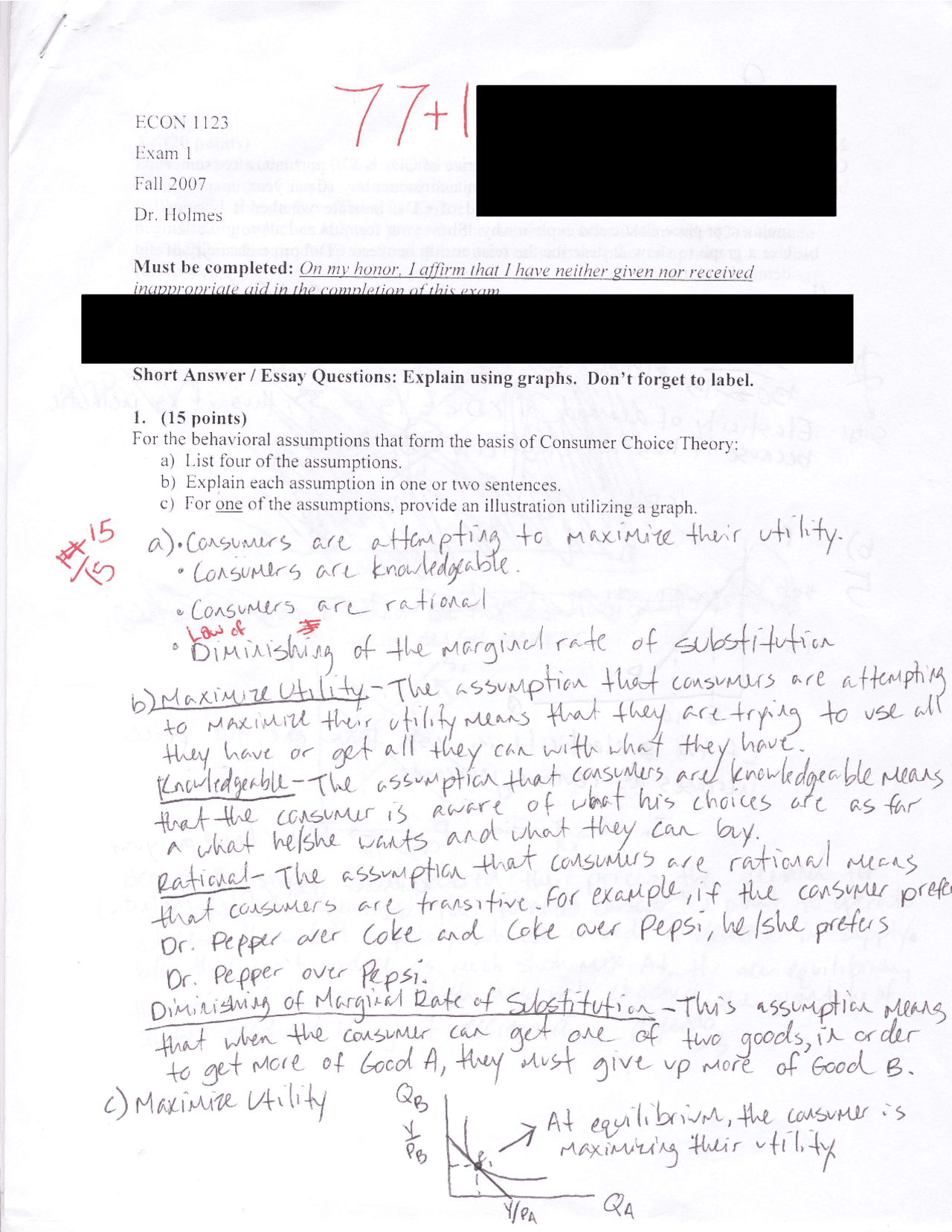 Solved Questions For Exam 1 Principle Of Microeconomics Econ 1123