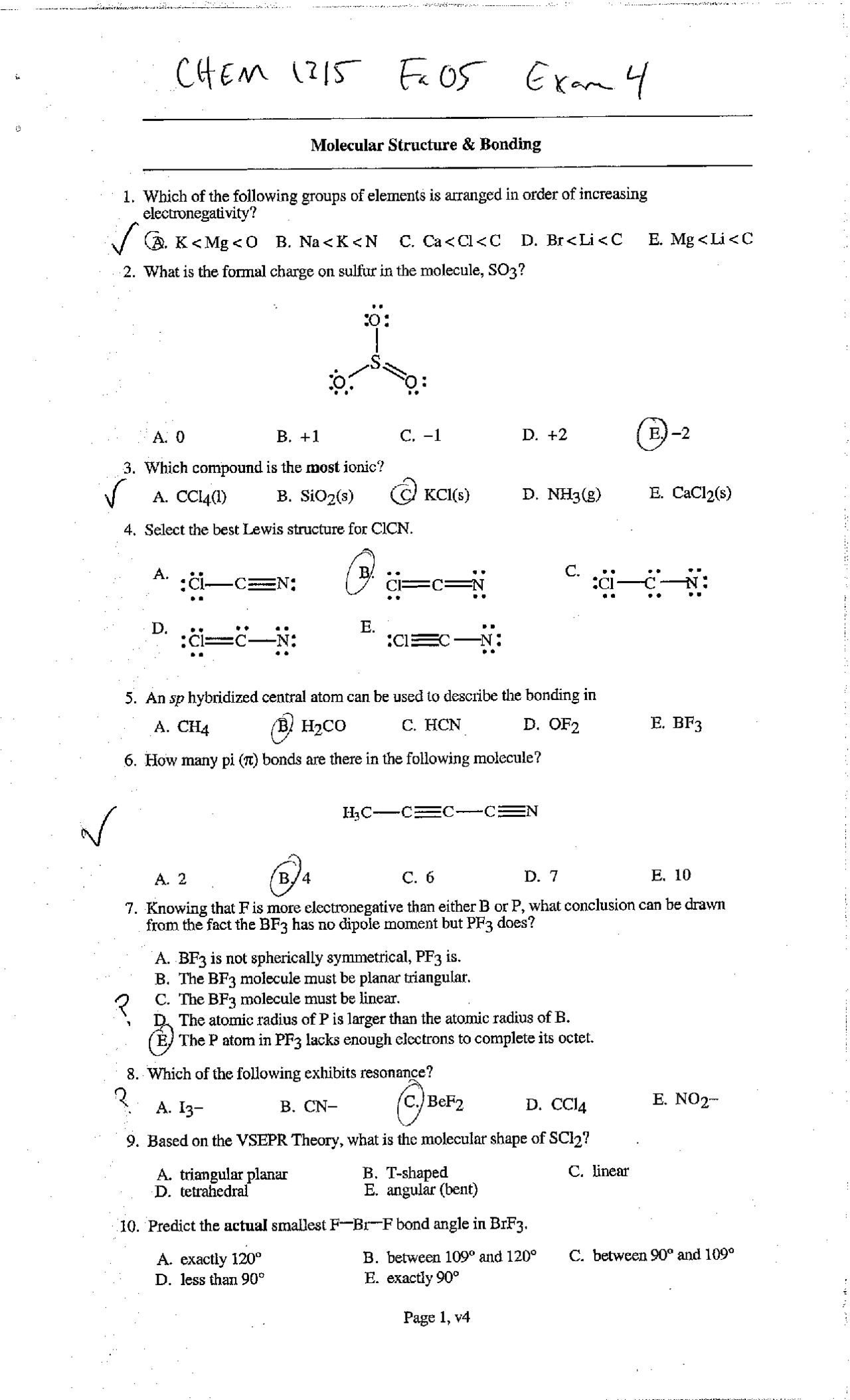 Molecular Structure and Bonding - General Chemistry | CHEM 1315 - Docsity