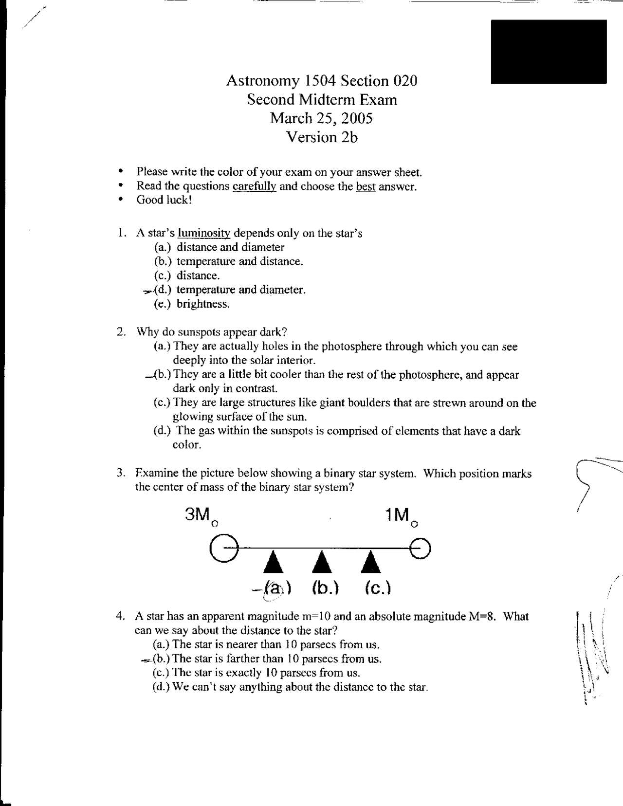 Exam 35 Questions With Answers Astronomy Exploring The Universe