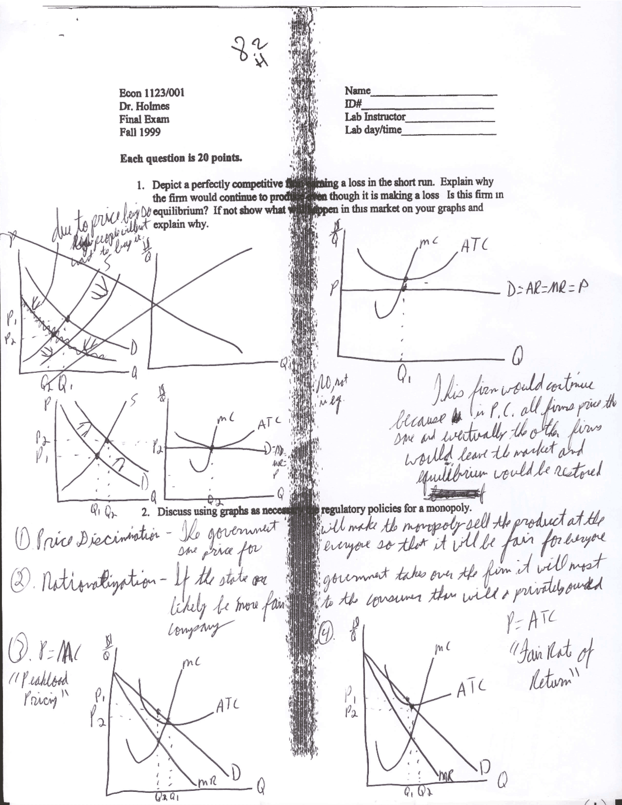Principles Of Microeconomics Honors Solved Final Exam Econ 1123