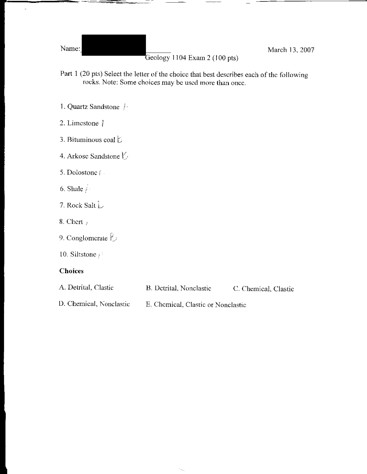 Exam 2 With Solutions The Dynamic Earth And Geology For Non Science