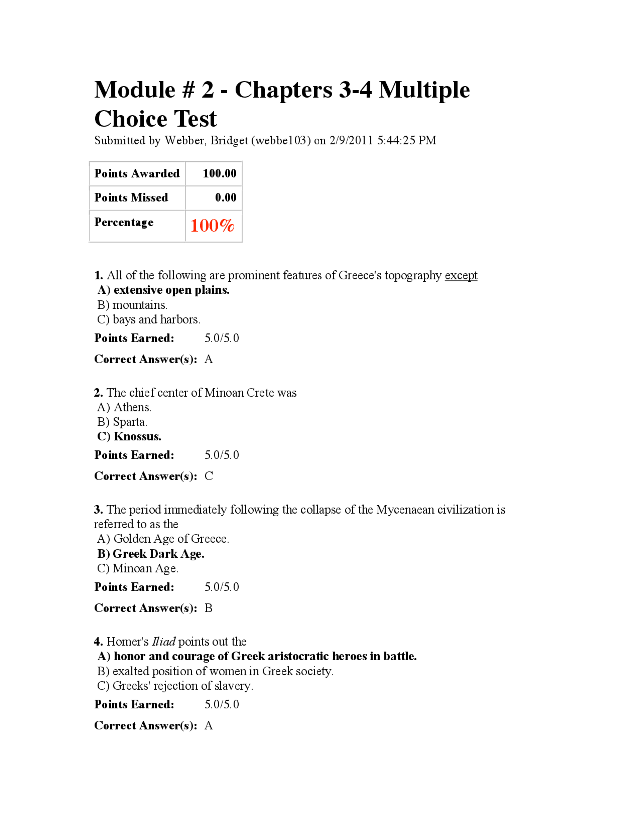 Multiple Choice Questions for Exam 2 with Answers - Western Heritage ...