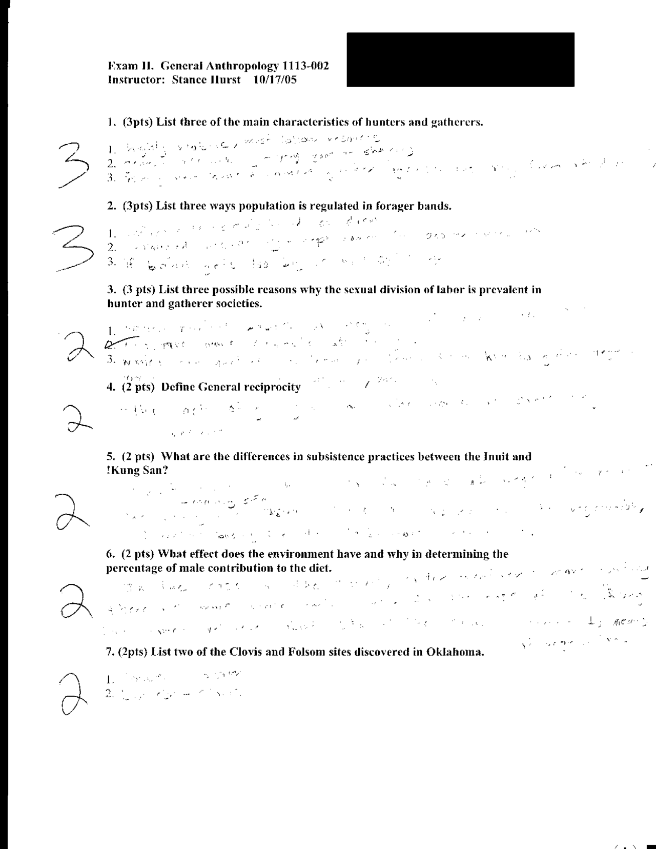 Exam Ii Solutions General Anthropology Anth 1113 Docsity