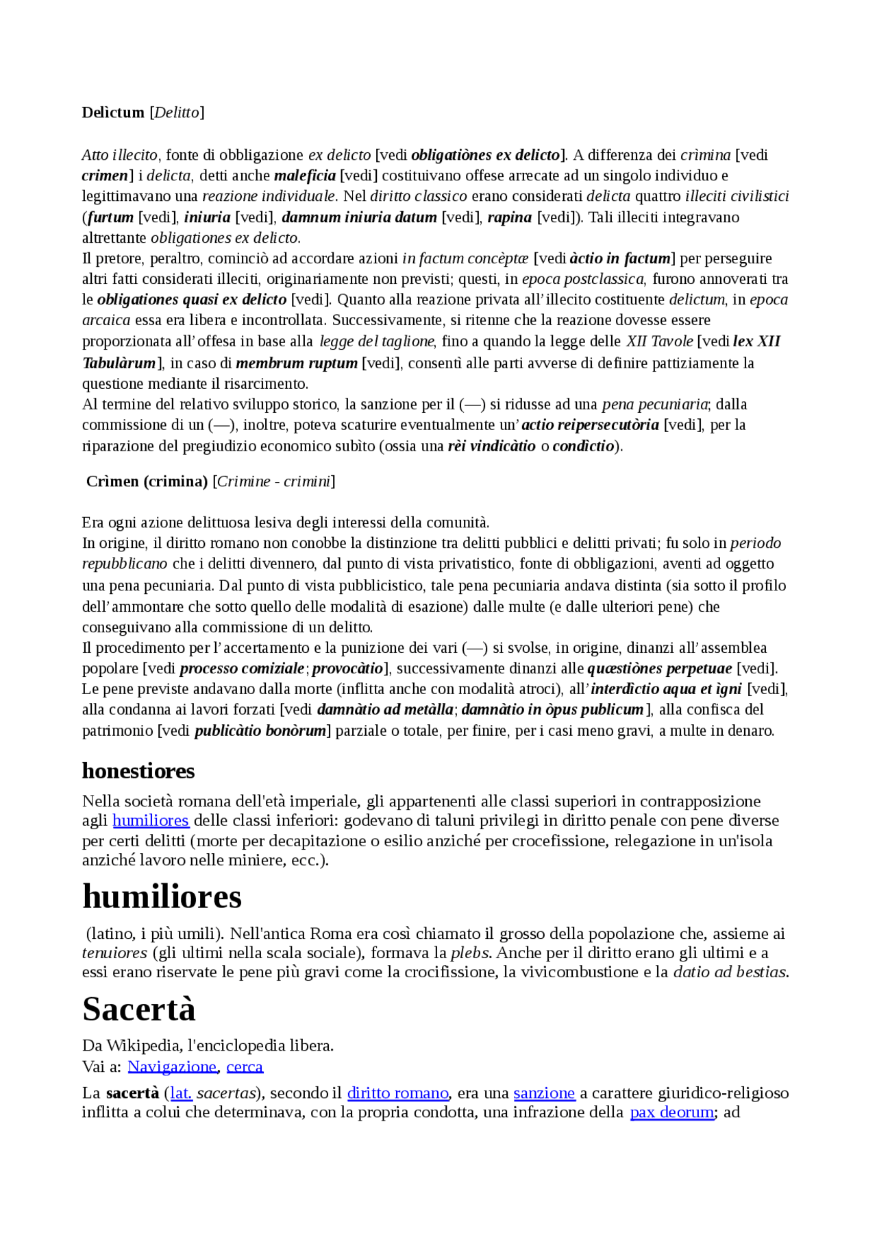 Delicta E Crimini Docsity