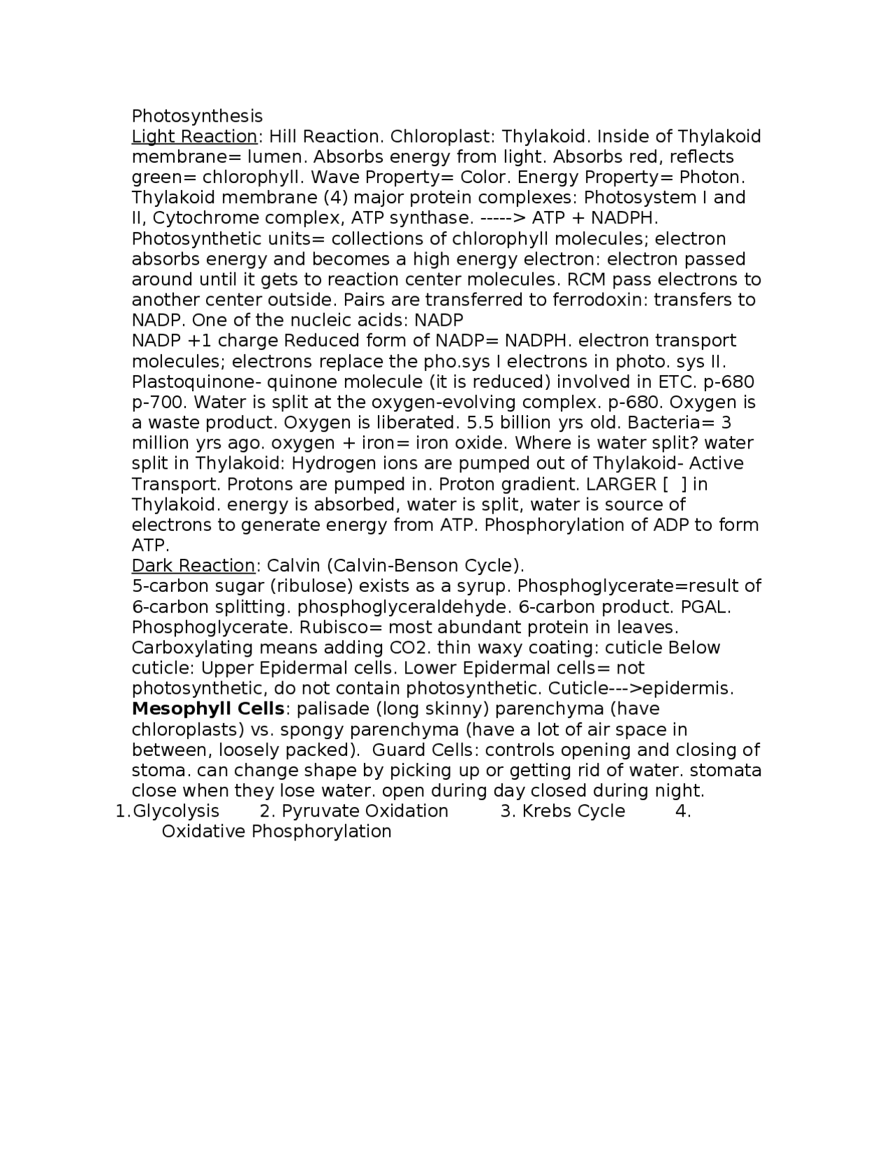 Photosynthesis Principles Of Biology I Lecture Notes Biol 1107