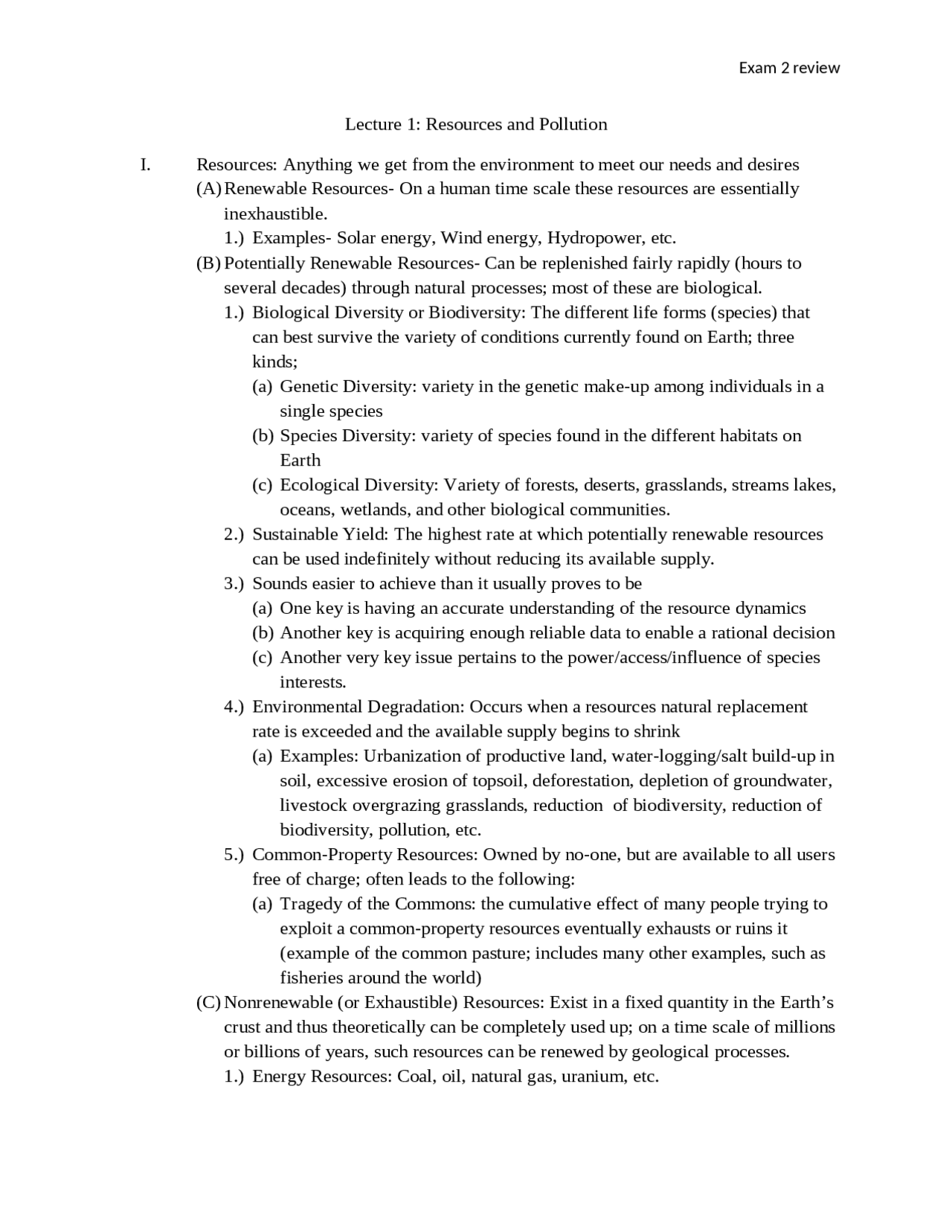 Resources And Pollution Environmental Geography Exam 2 Review Geo