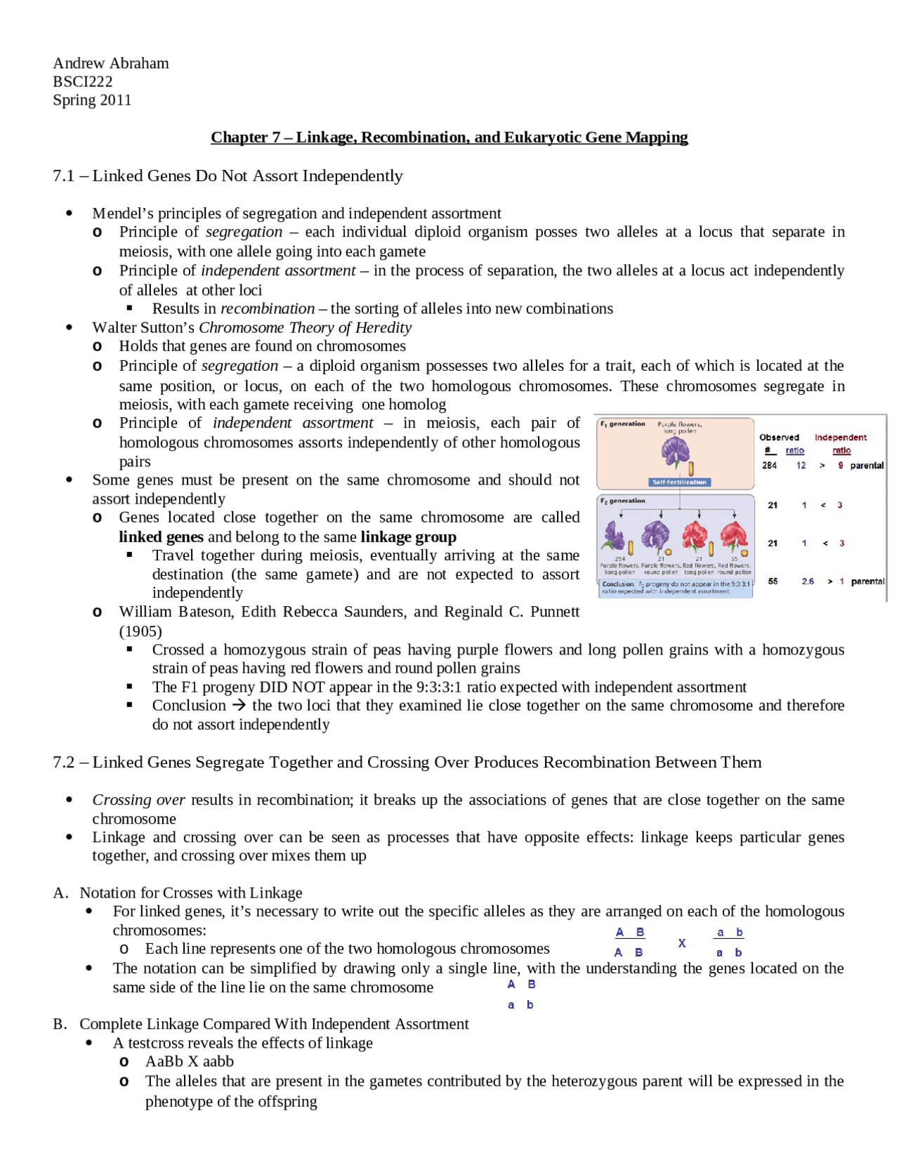 Linkage, Recombination and Eukaryotic Gene Mapping | BSCI 222 - Docsity