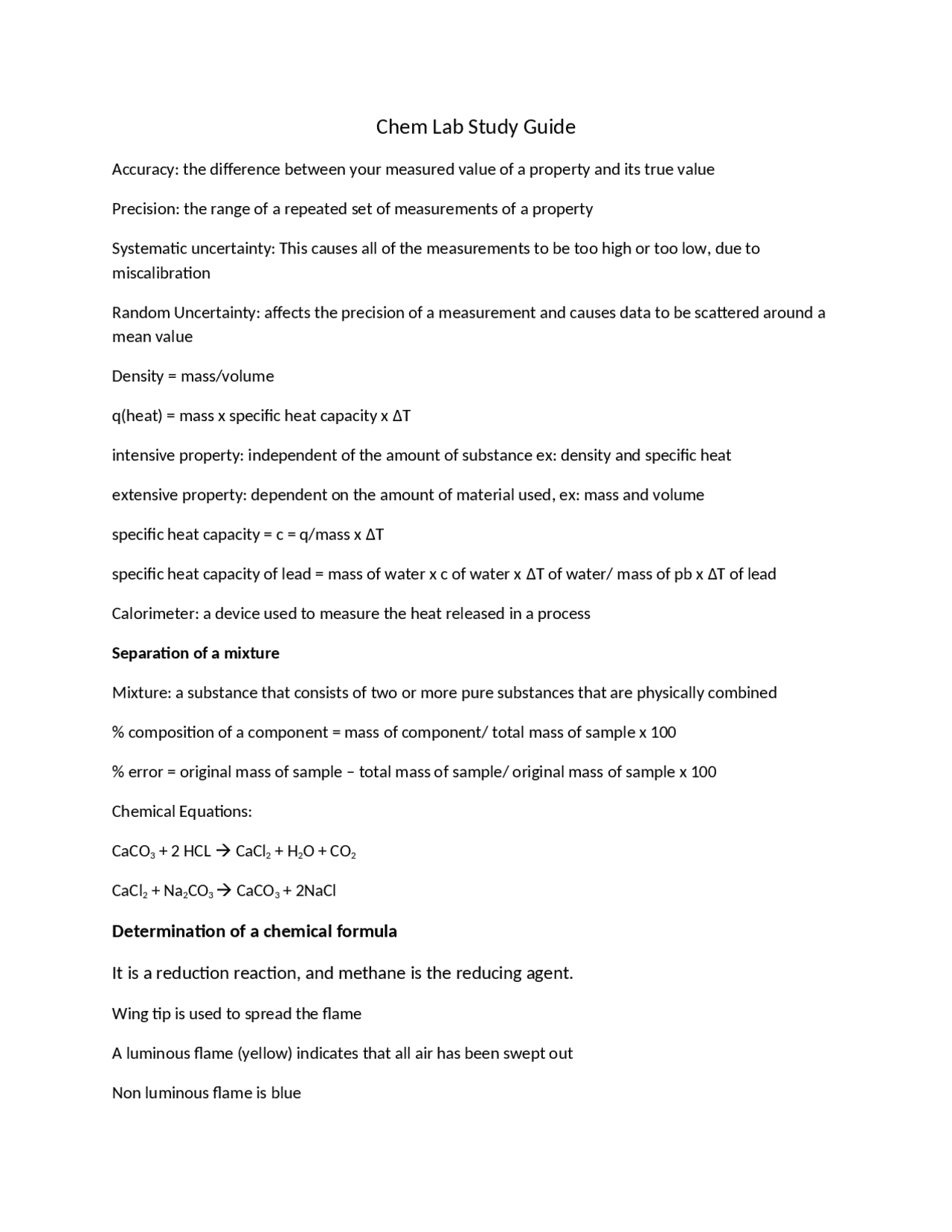 Mixture, Chemical & Standard Deviation Formulas | Gen Chemistry Lab ...