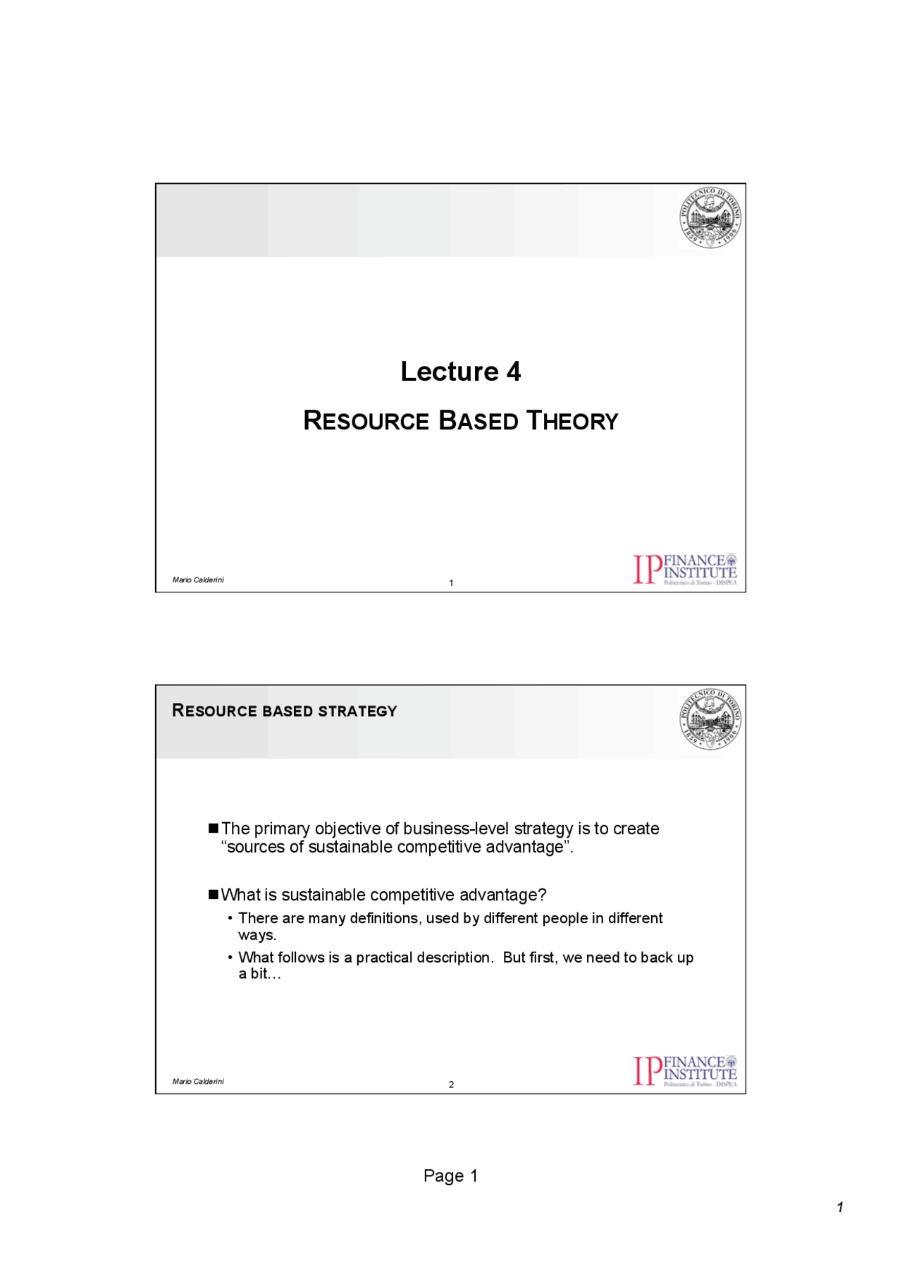 Resource Based Theory | Appunti di Economia E Direzione Delle Imprese ...