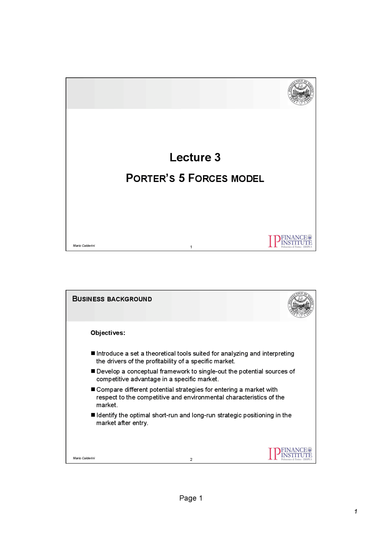 Porter's Five forces model | Appunti di Laboratorio di Progettazione - Docsity