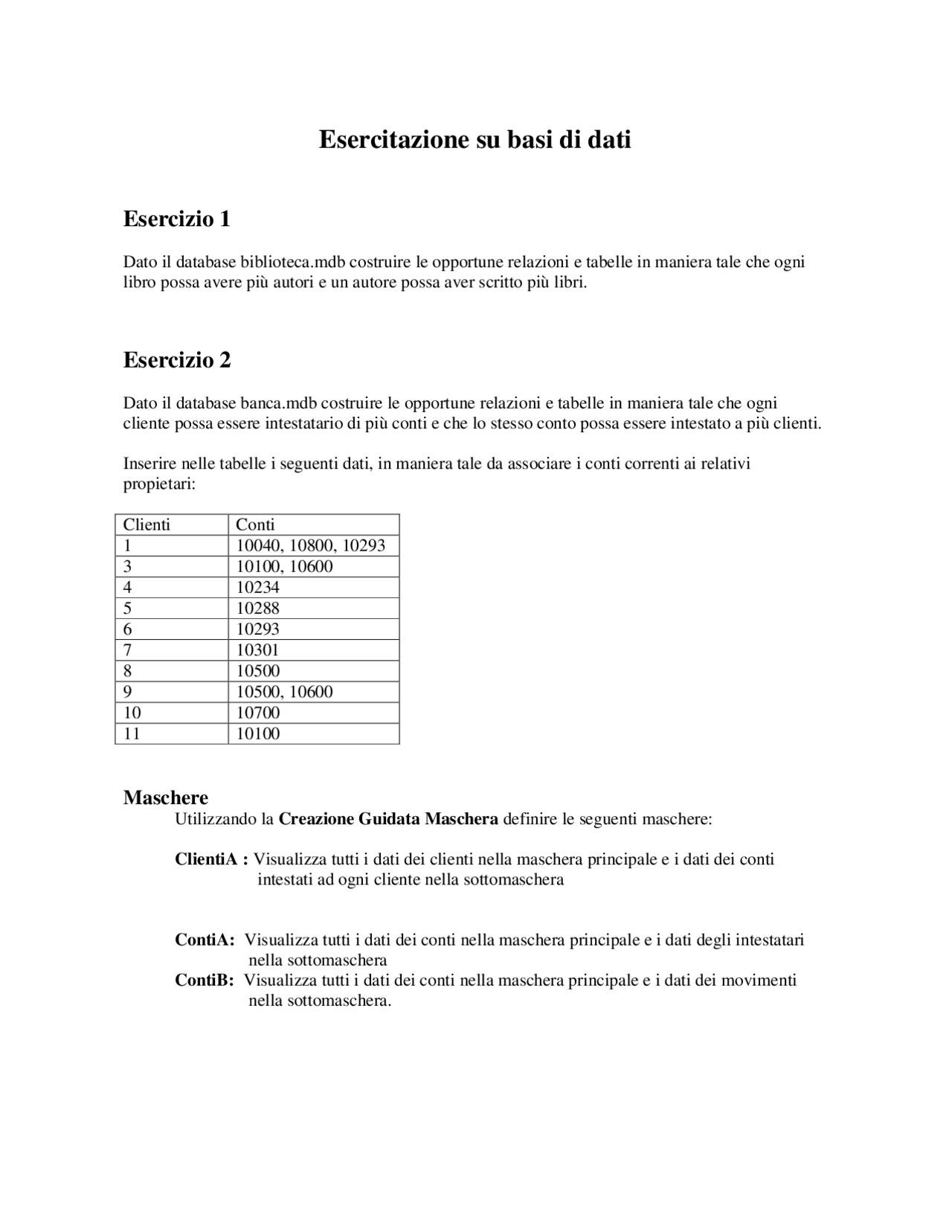 Laboratorio Di Informatica Esercitazione Su Basi Di Dati 4 Prof