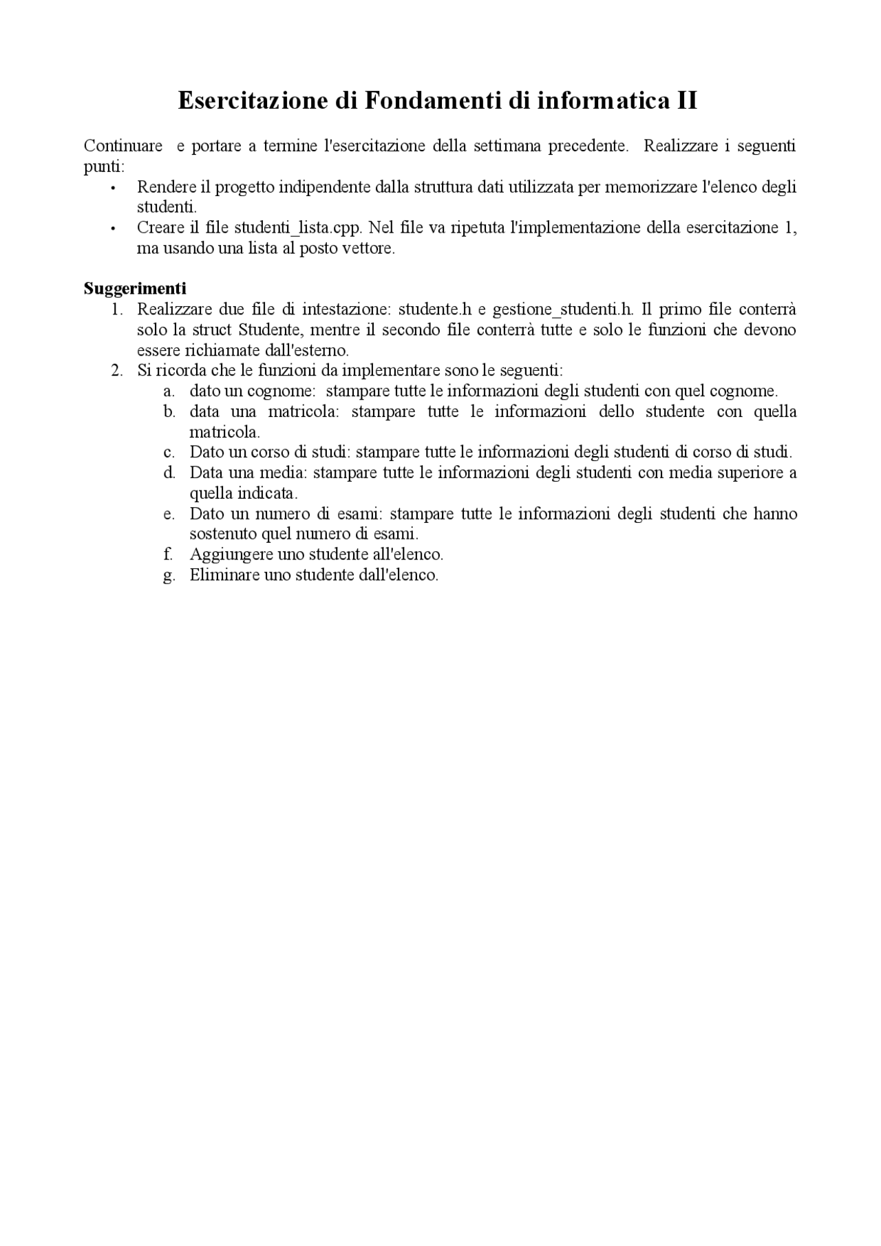 Esercitazione 3 Di Fondamenti Di Informatica Ii Prof Fontanella