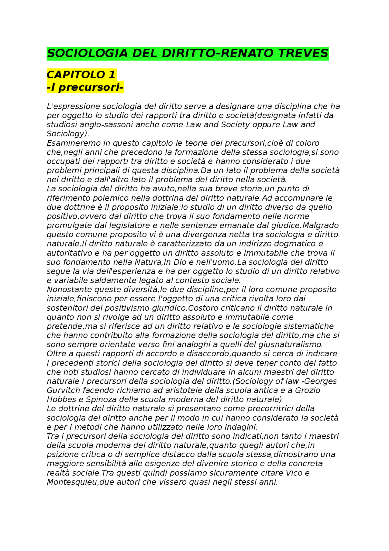 Riassunto delle lezioni sul testo di Sociologia del Diritto - Treves ...