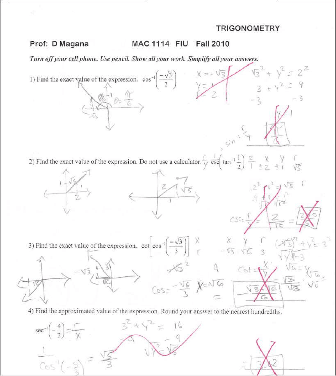 Exam 2 Solutions Trigonometry Mac 1114 Docsity
