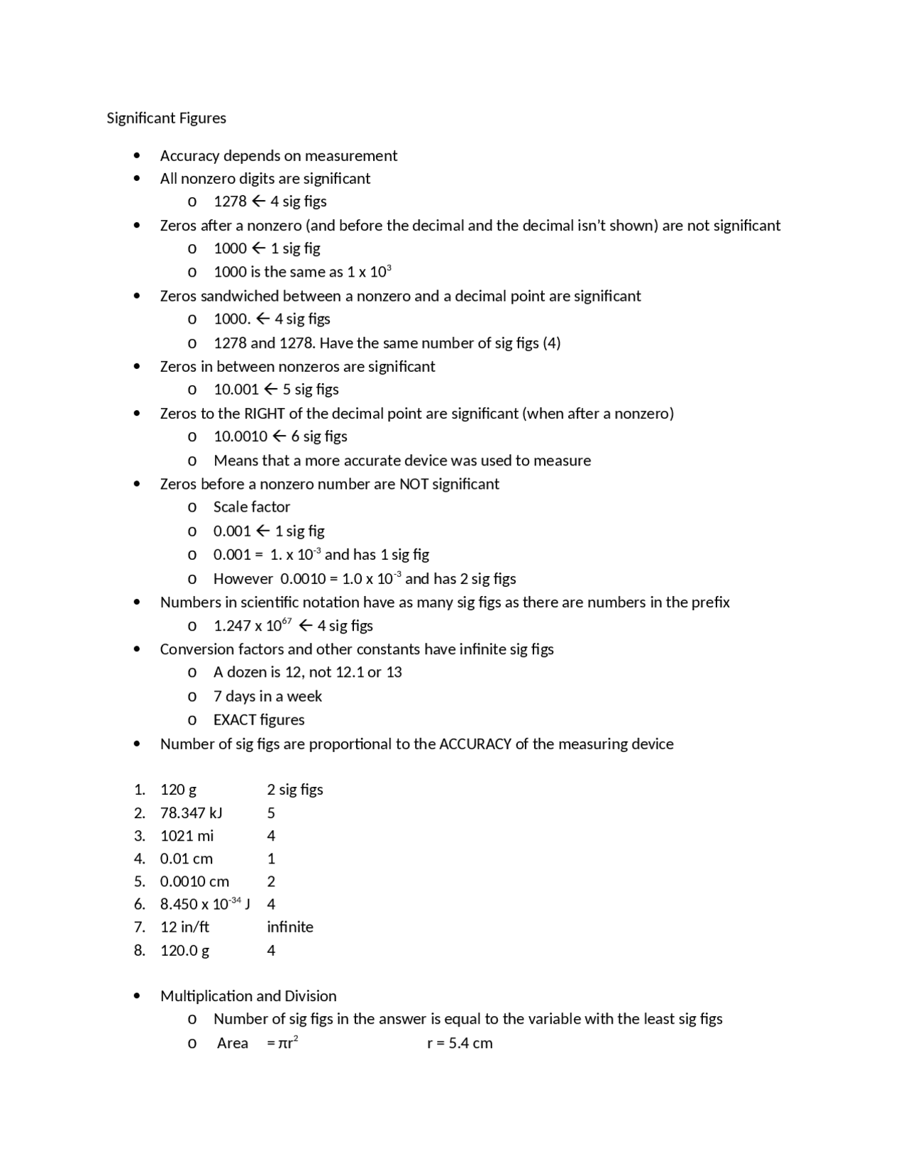 Significant Figures - Lecture Notes | CHEM 1201 - Docsity