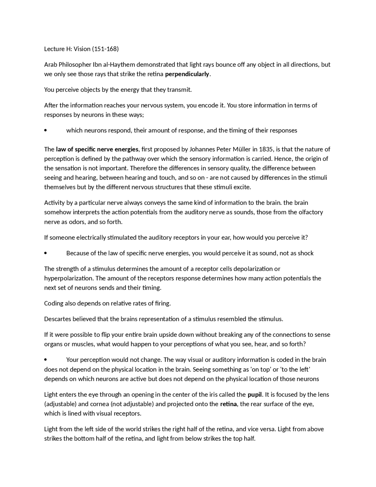 Vision Of Physiological Psychology Lecture Notes Psyc 344 Docsity