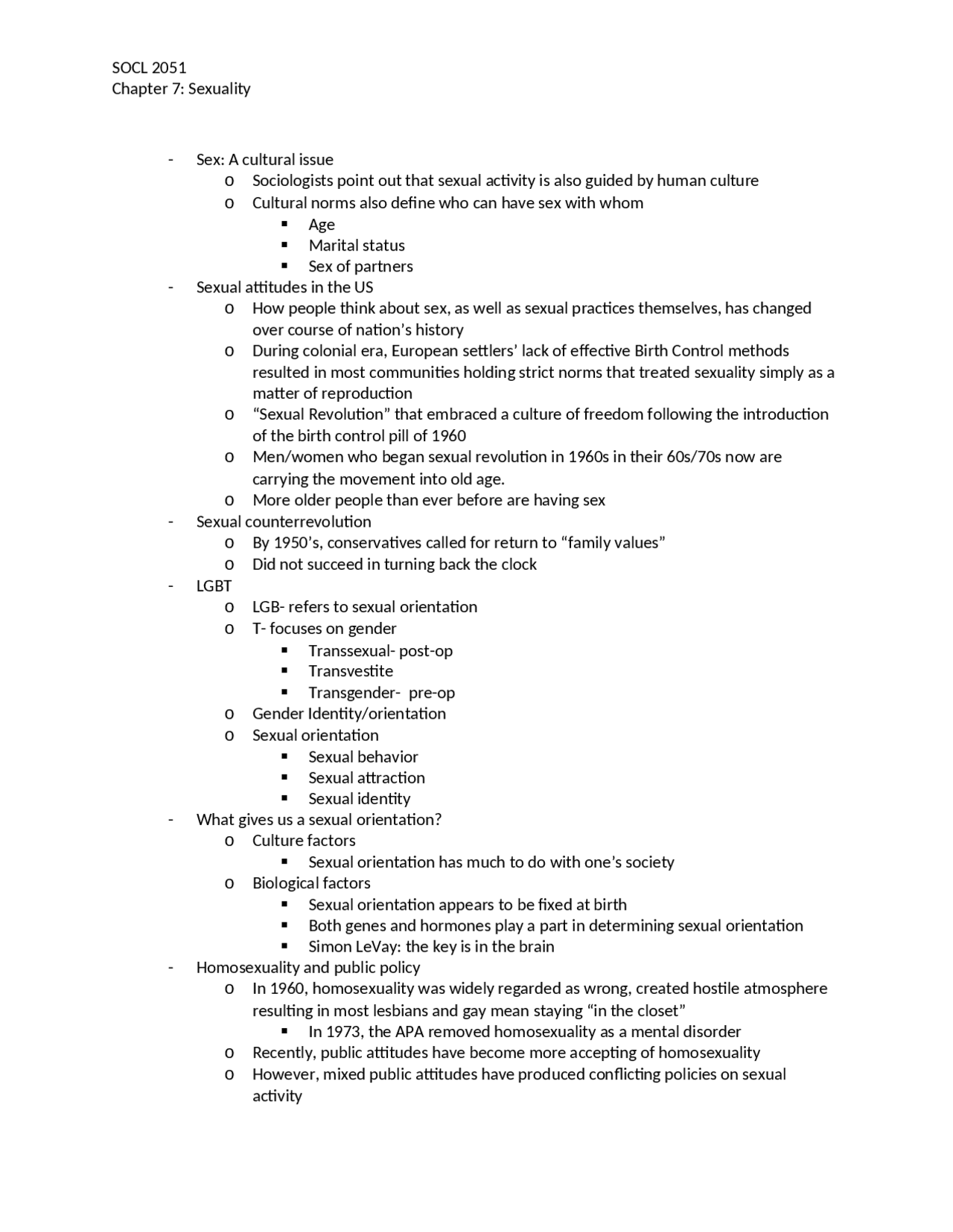 Lecture Notes On Sexuality Current Social Problems Socl 2501 Docsity