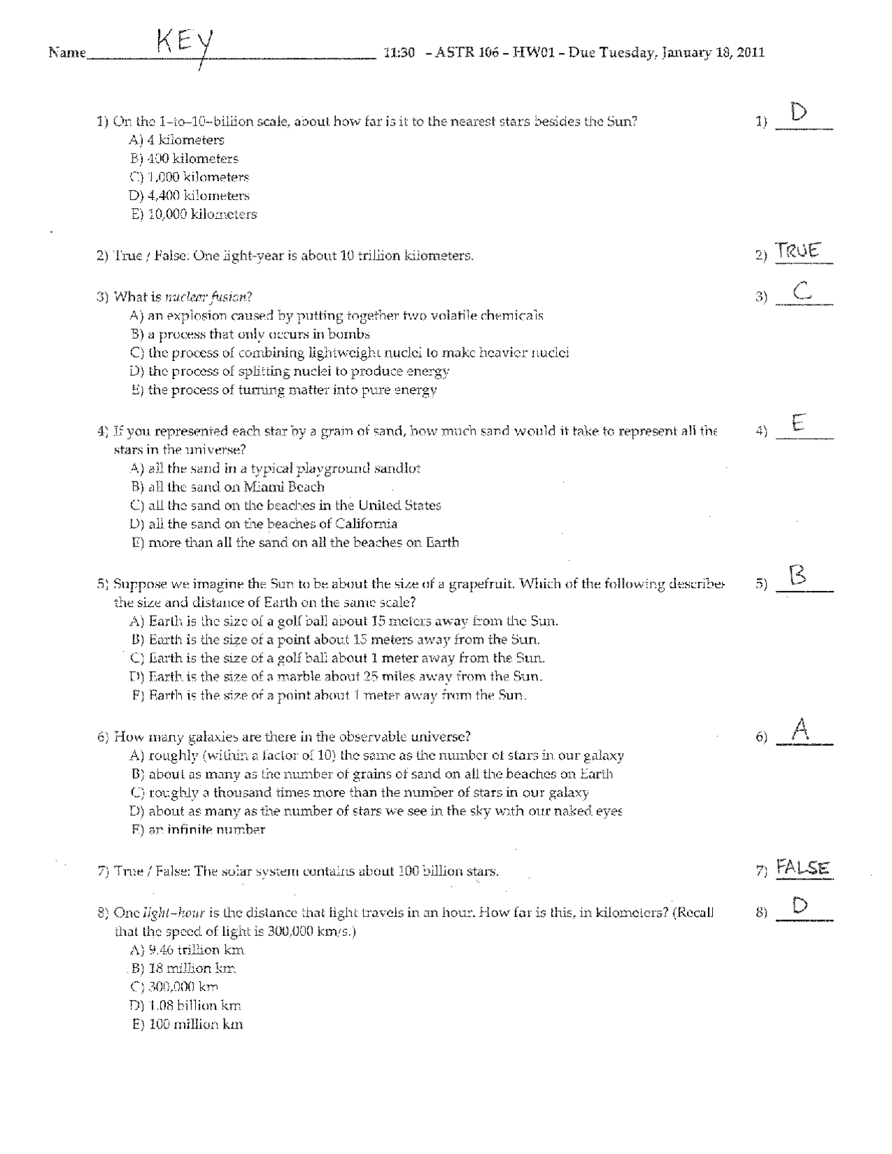 Multiple Choice Questions Of Descriptive Astronomy Lecture Slides