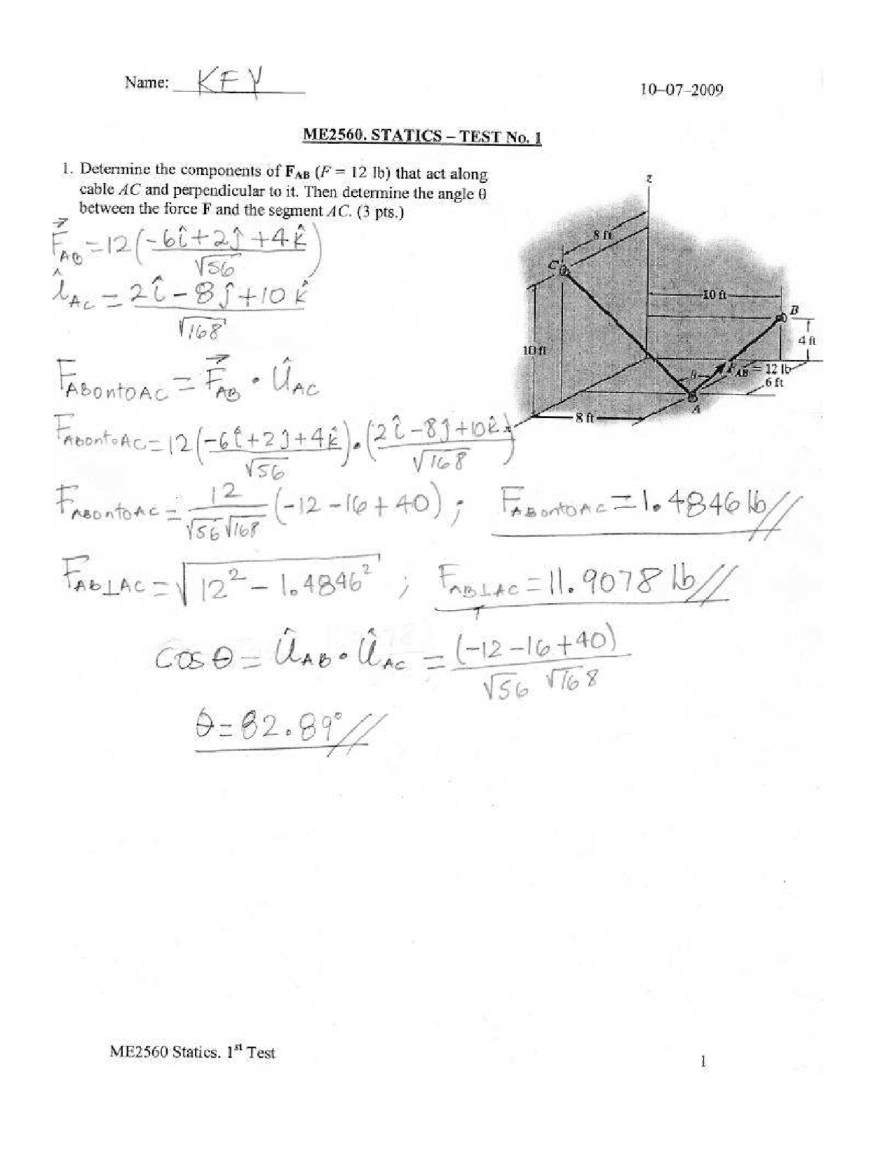 Test 1 Questions With Answers Key Statics Me 2560 Docsity