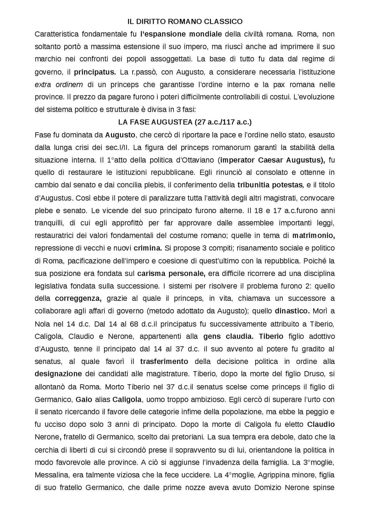 Diritto Romano Classico Docsity