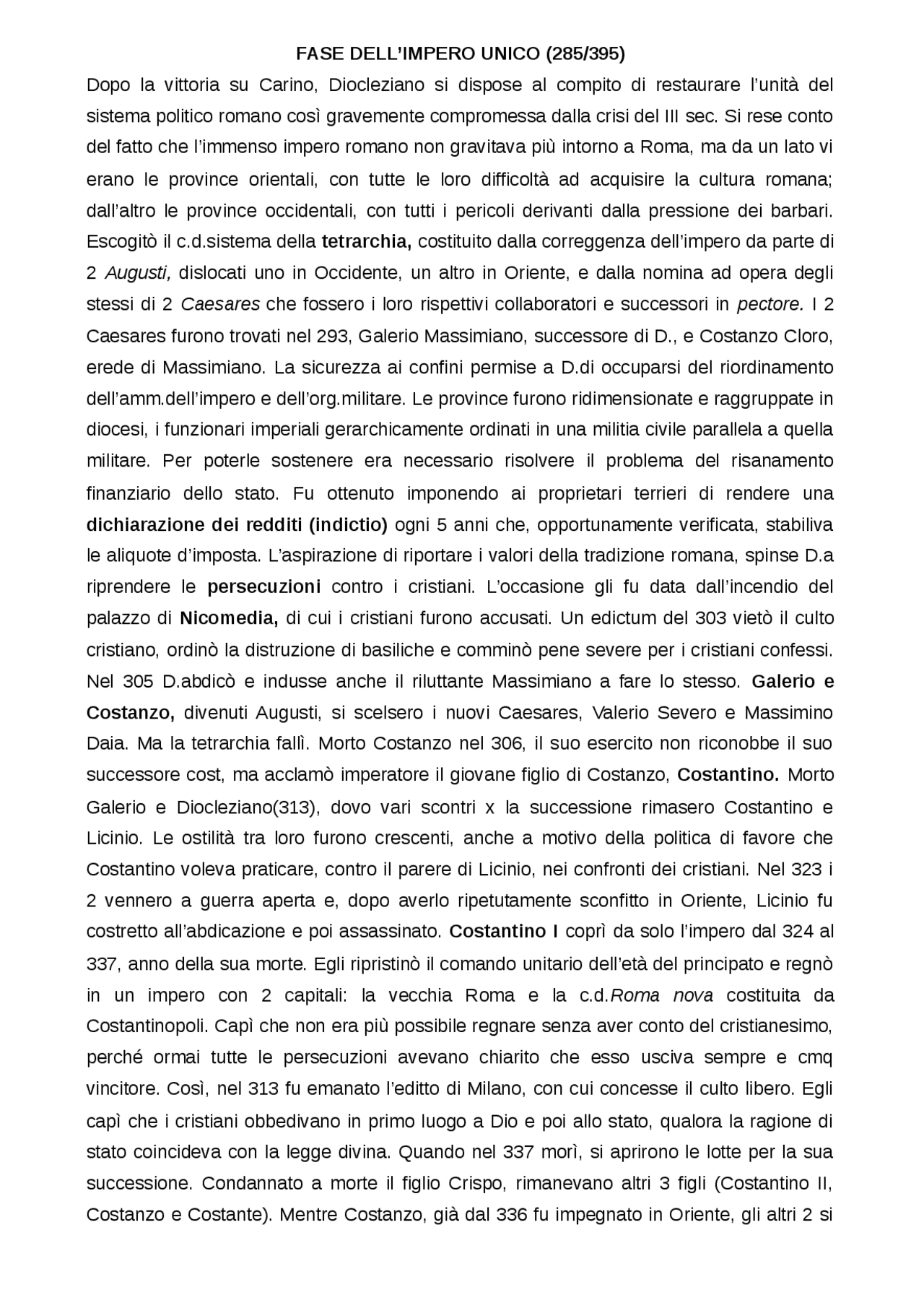 Diritto Romano Postclassico La Fase Dellimpero Unico Docsity