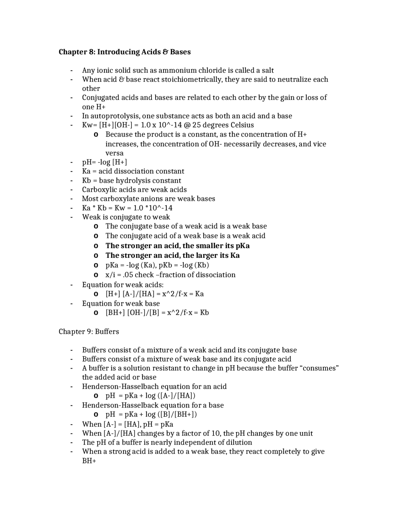 Exam 2 Study Guide - Introducing Acids and Base - Analytical Chemistry ...