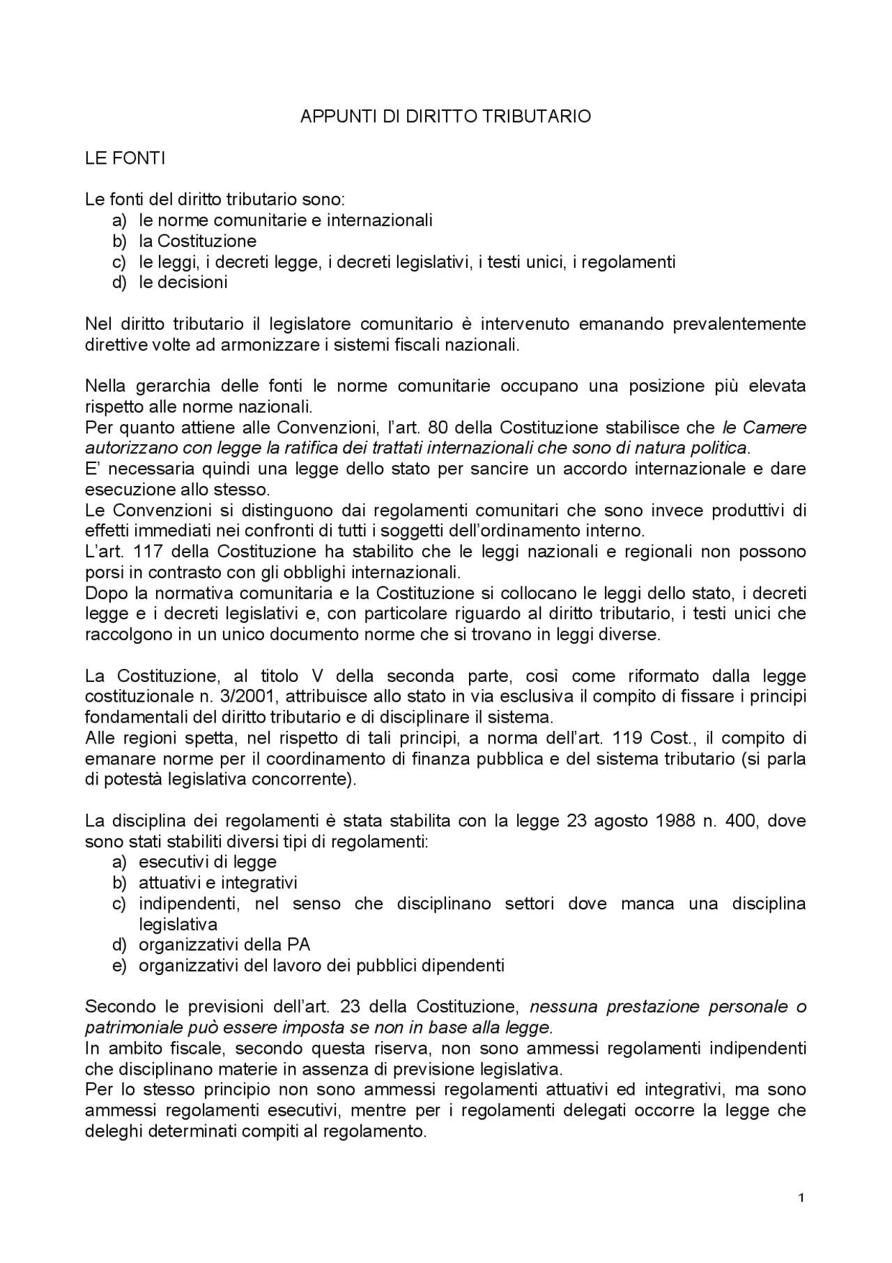 Appunti Di Diritto Tributario Docsity
