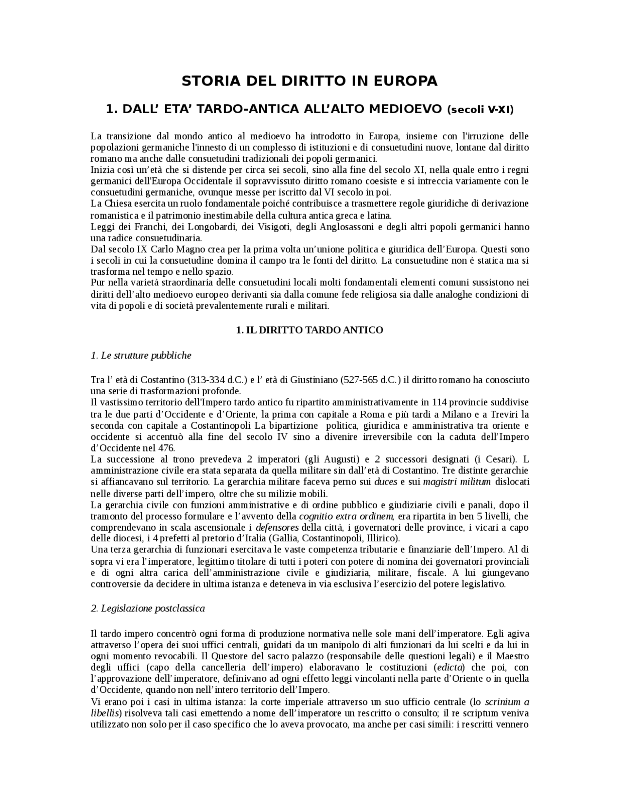 Storia Del Diritto In Europa Antonio Padoa Schioppa Docsity