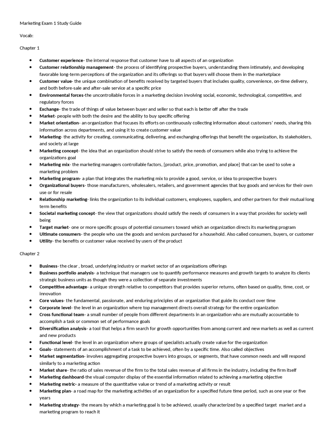 Fundamental Glossary Of All Marketing Terms Mktg 3104 Docsity