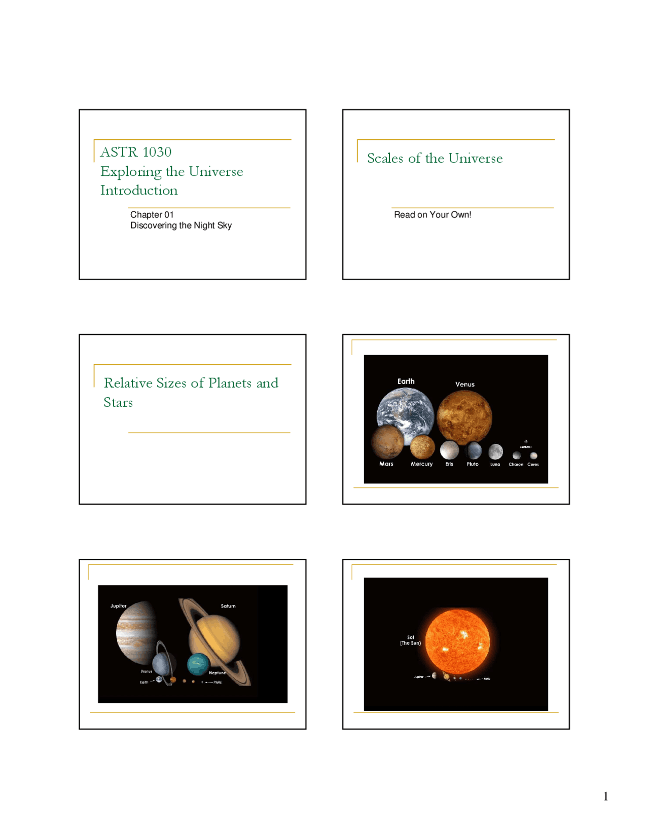 Discovering The Night Sky Lecture Slides Astr 1030 Docsity