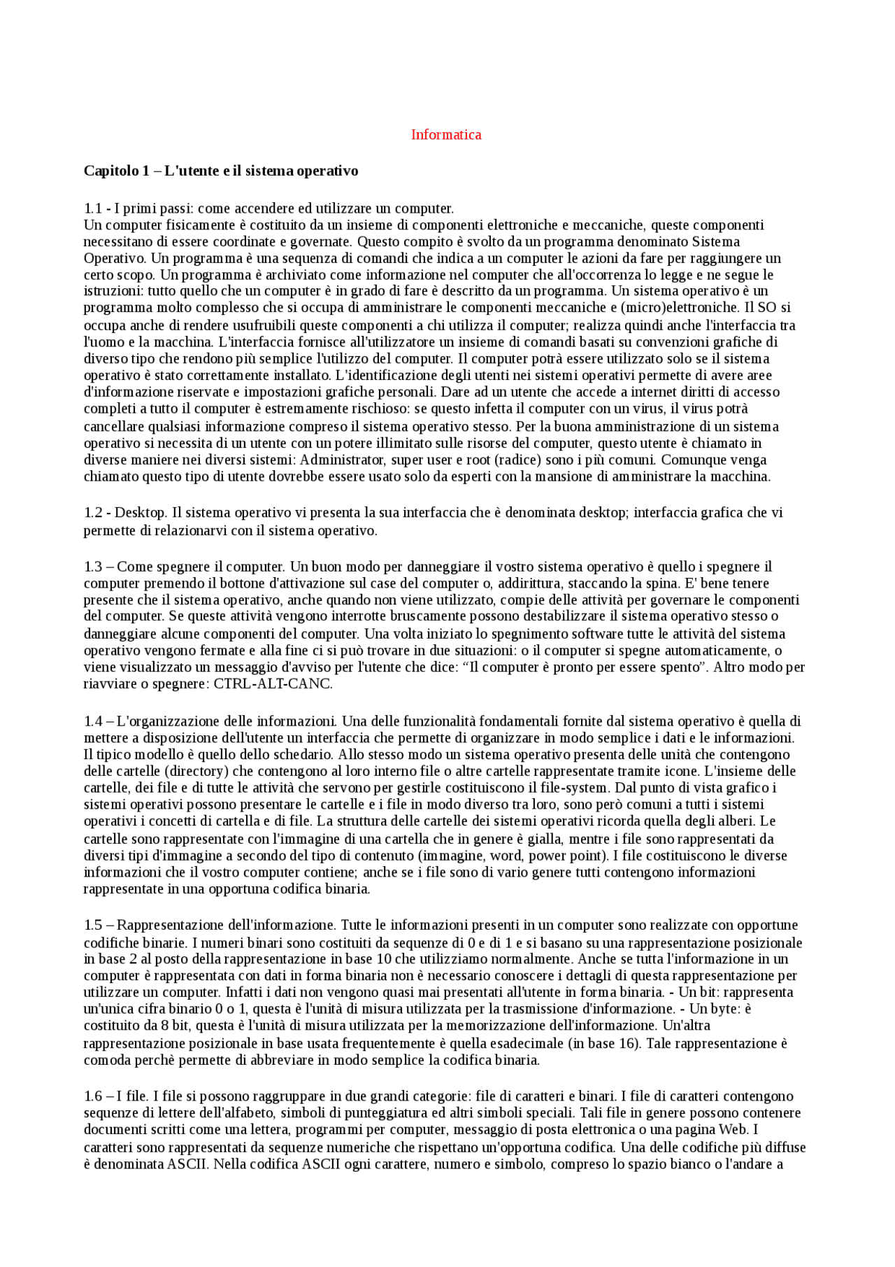 Riassunto Esame Di Informatica Rif Informatica Per Limpresa