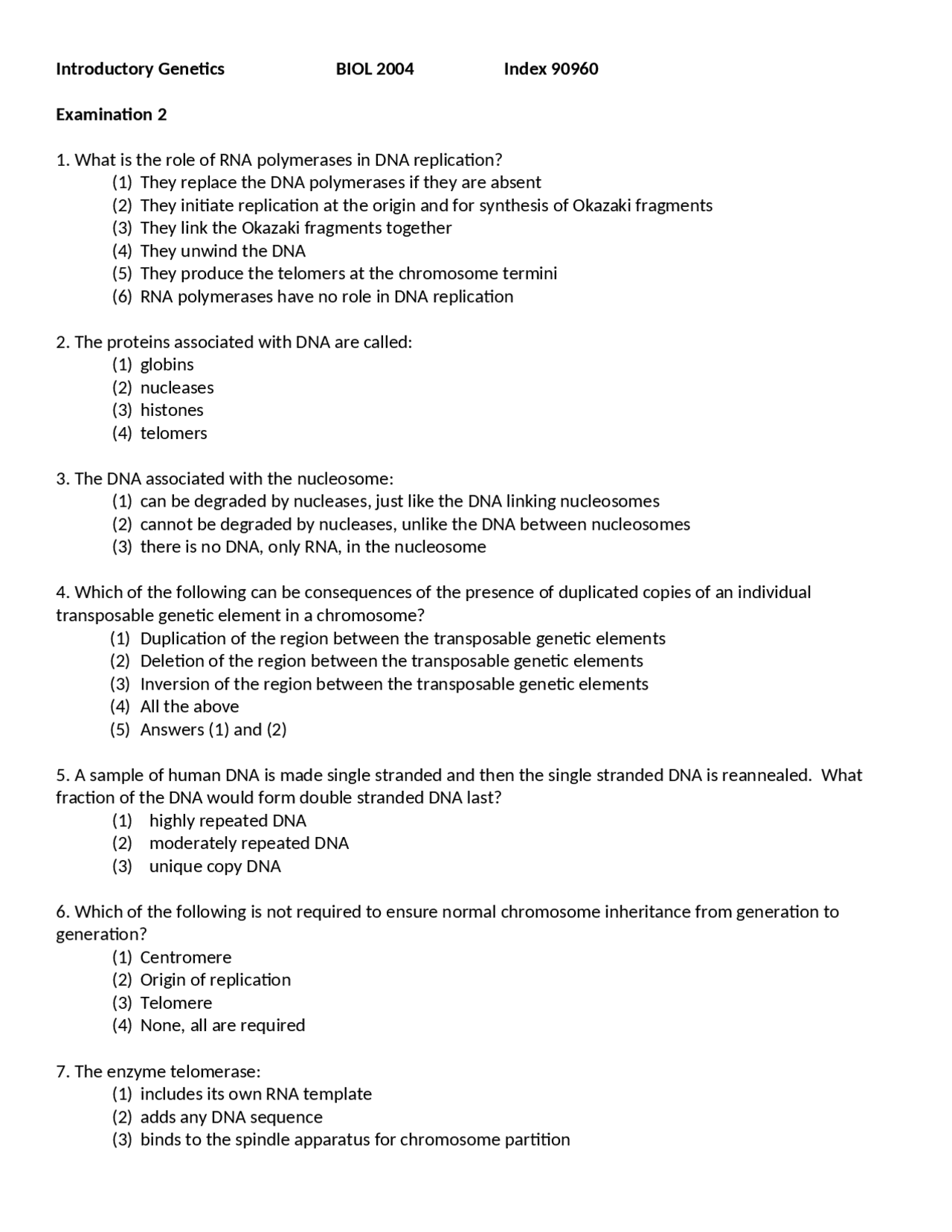 50 MCQs for Introductory Genetics - Exam 2 with Answers | BIOL 2004 ...