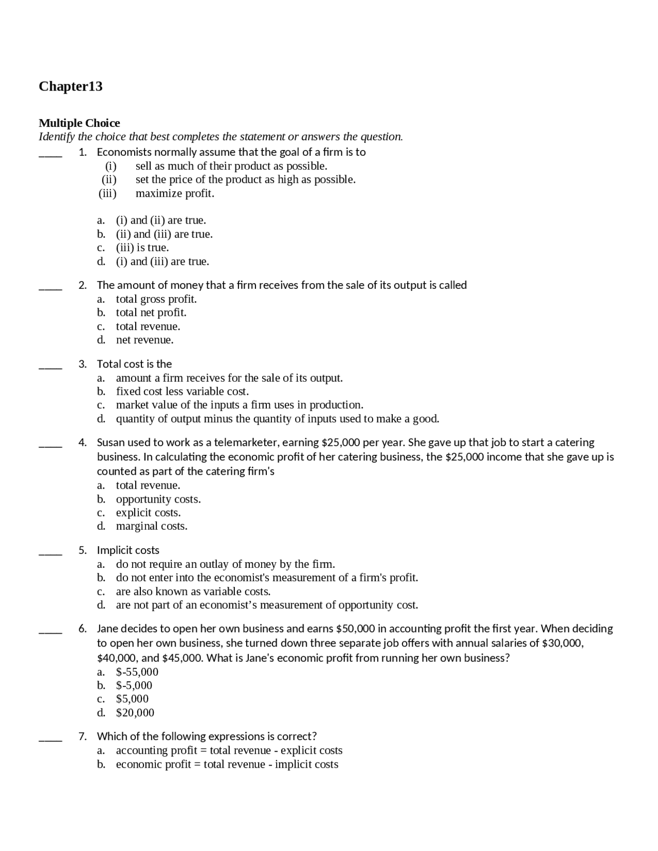 Quiz 1 Principle Microeconomics Answer To 58 Mcqs Econ 200 Docsity