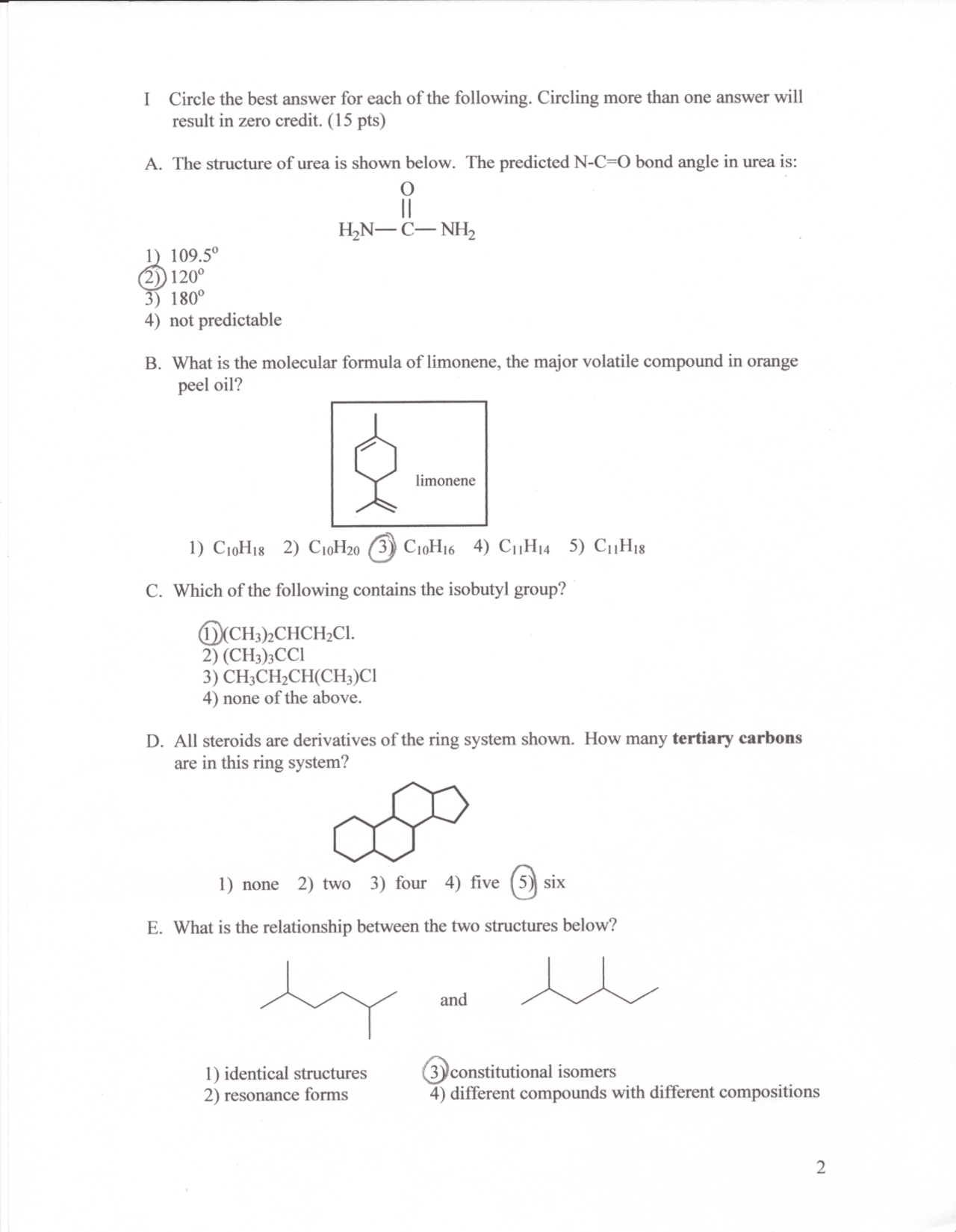 Questions with Answers for Organic Chemistry I | CHEM 232 - Docsity
