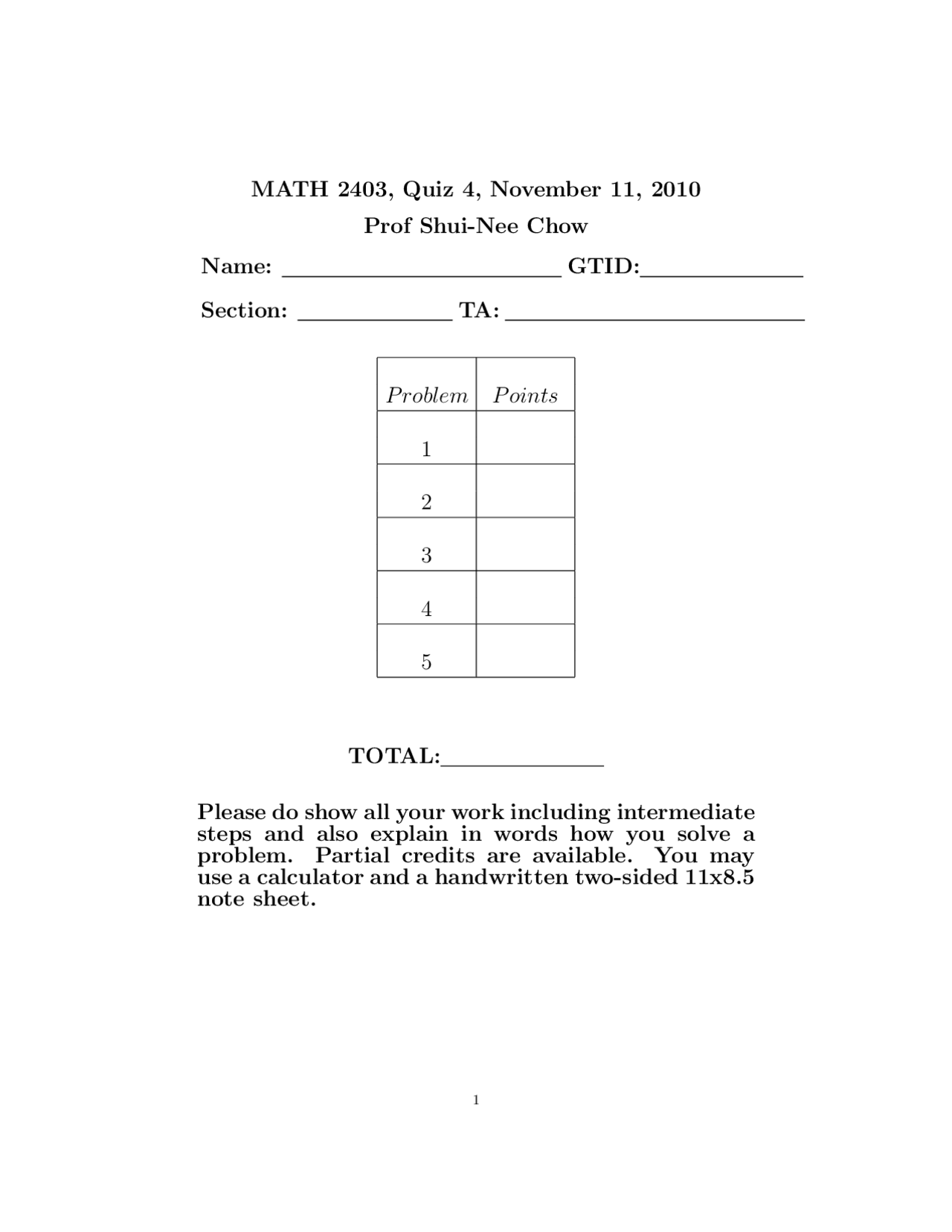 Quiz 4 Problems Differential Equations Math 2403 Docsity
