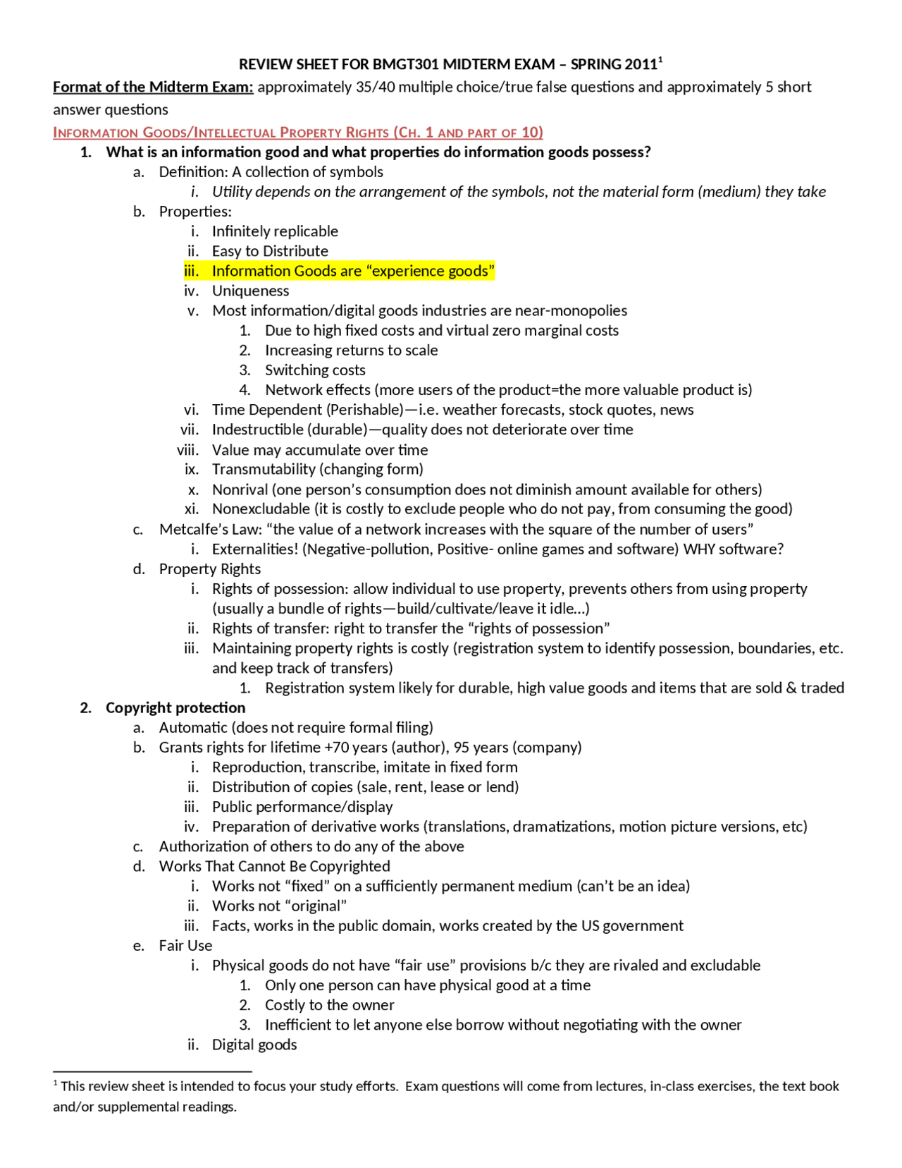 Introduction To Information Systems Solved Exam Bmgt 301 Docsity