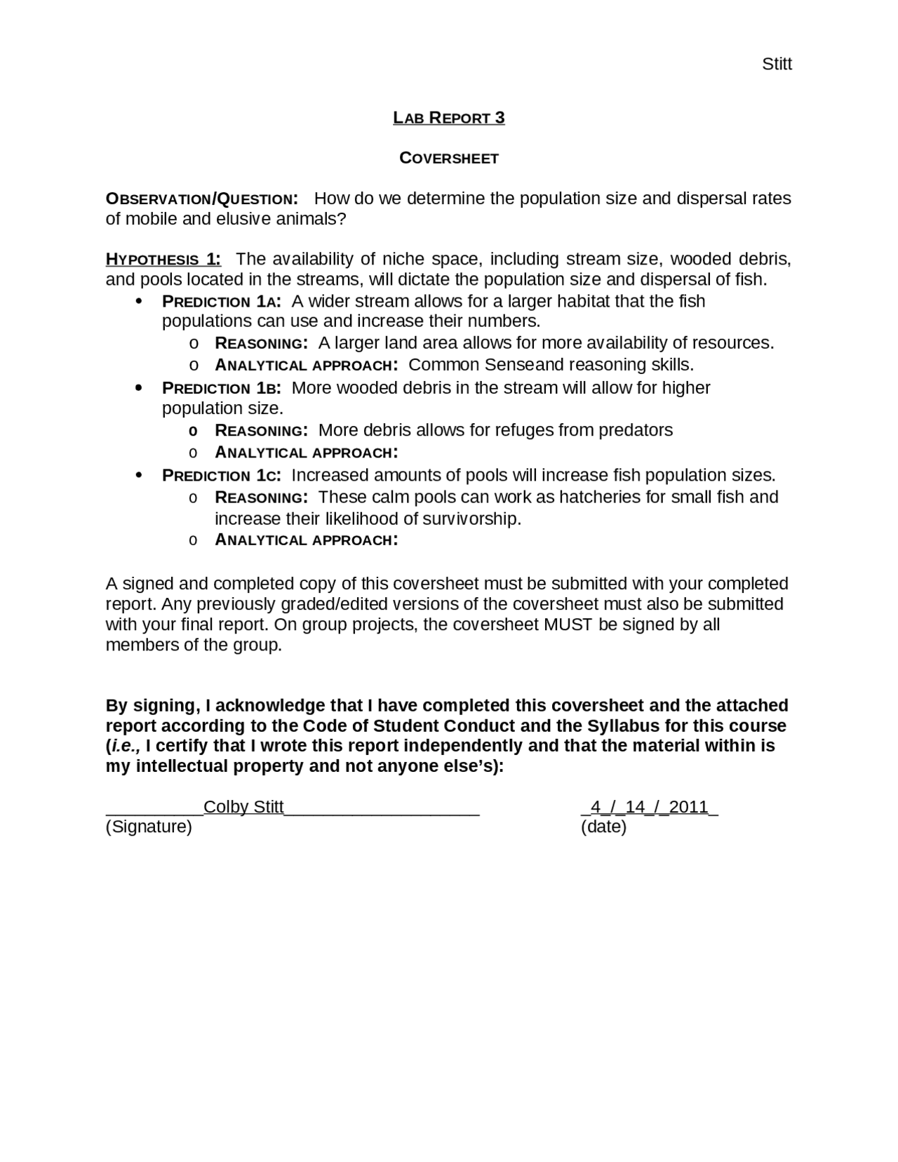 Principles of Ecology Lab - Lab Report 3 | BIOL 4254 - Docsity
