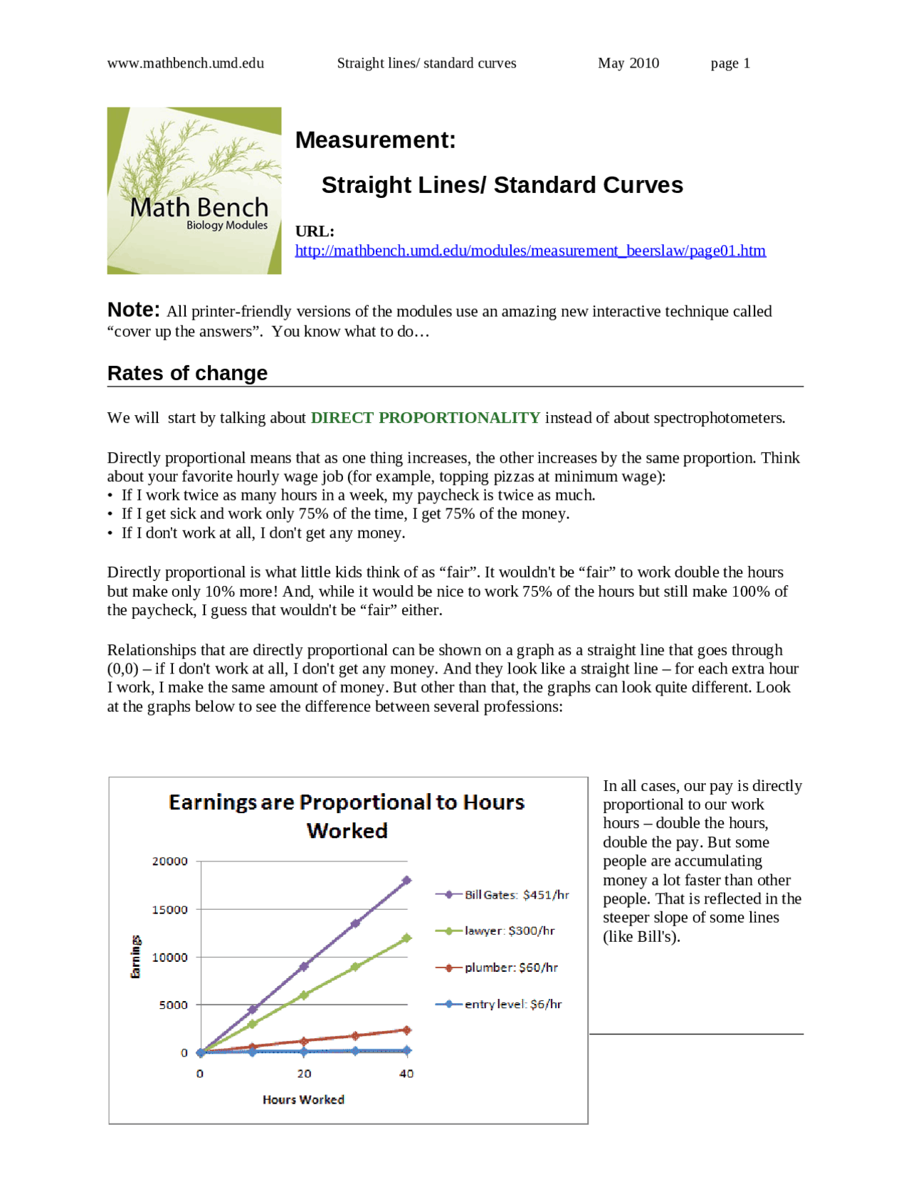 Straight Lines and Standard Curves - Biology Lab Modules #2 | BSCI 105 ...
