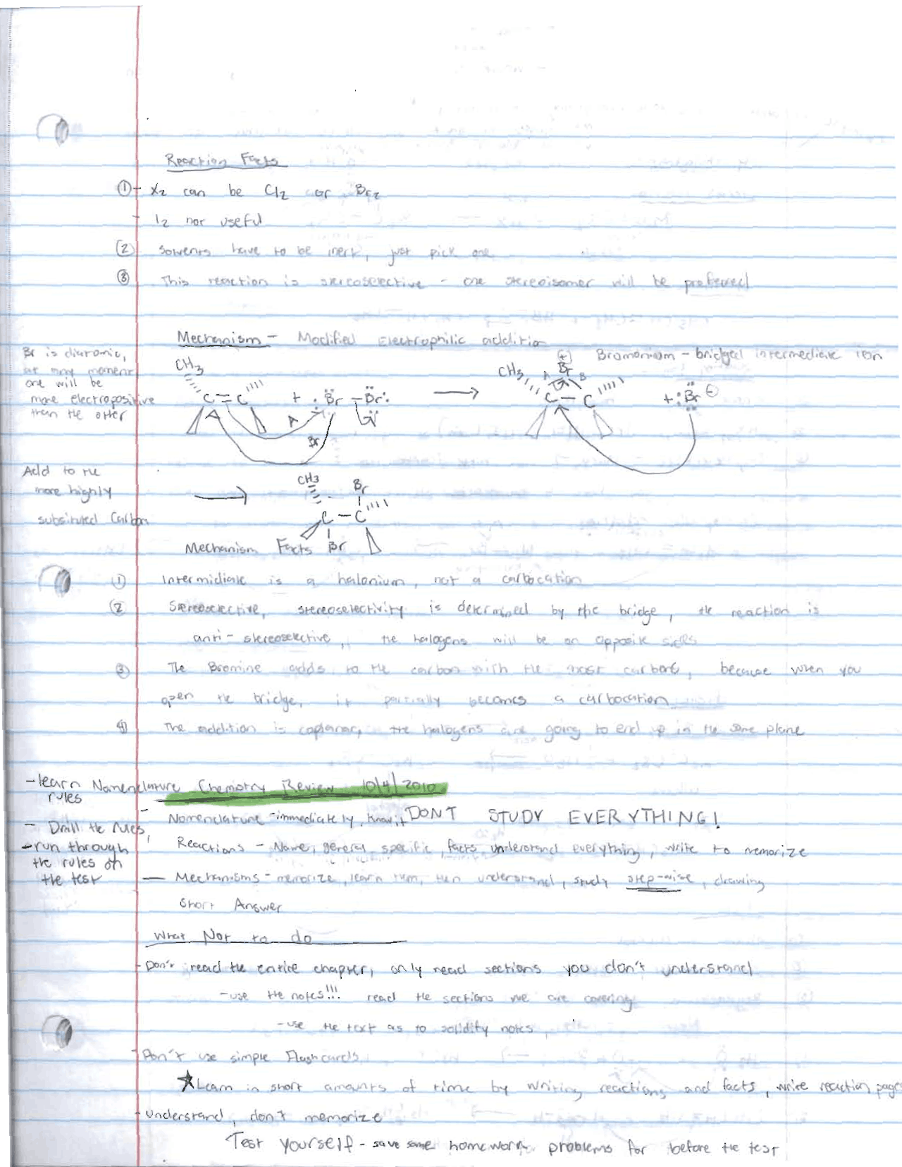 Review Notes - Introduction to Organic Chemistry I | CHEM 261 - Docsity