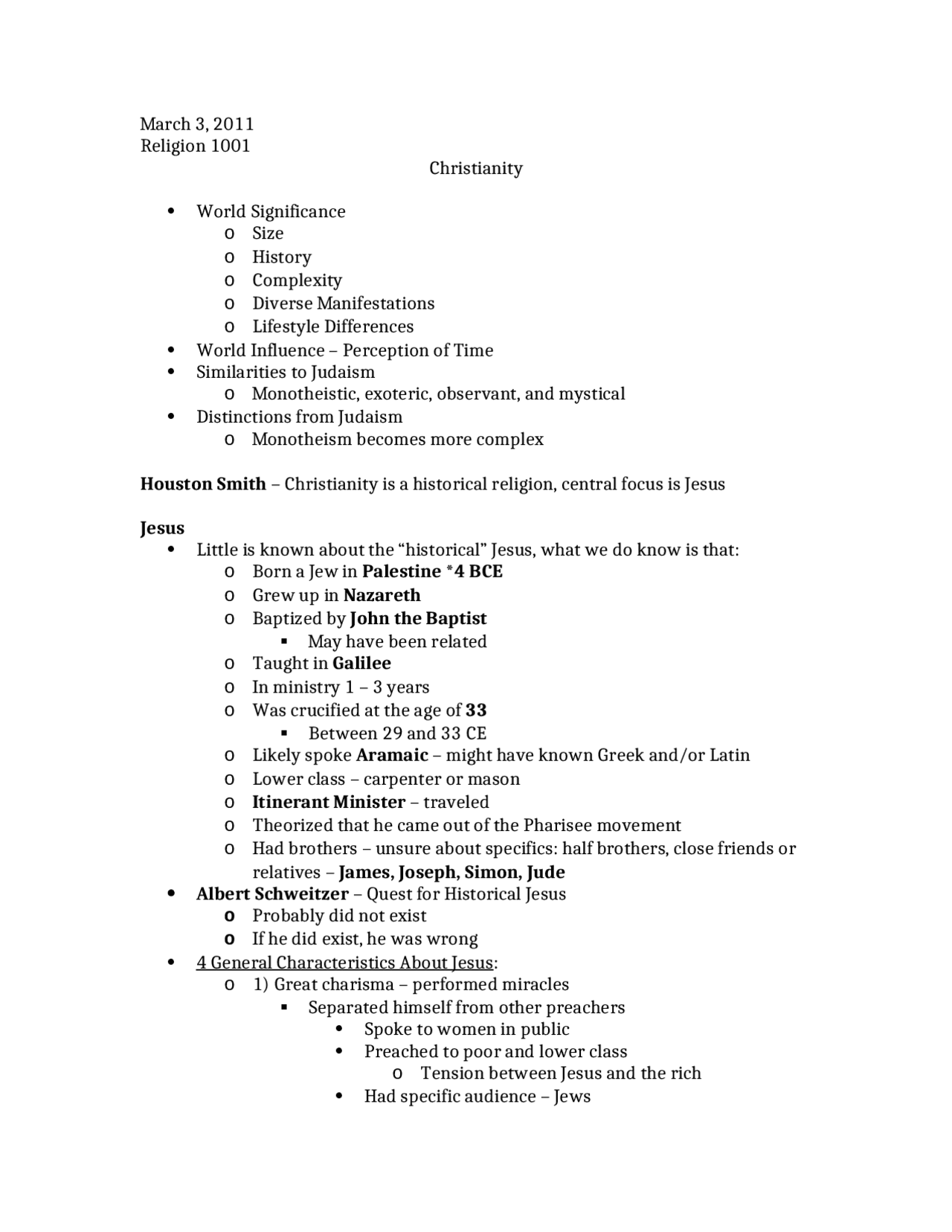 Notes on Christianity - Introduction to Judaism, Christianity and Islam ...