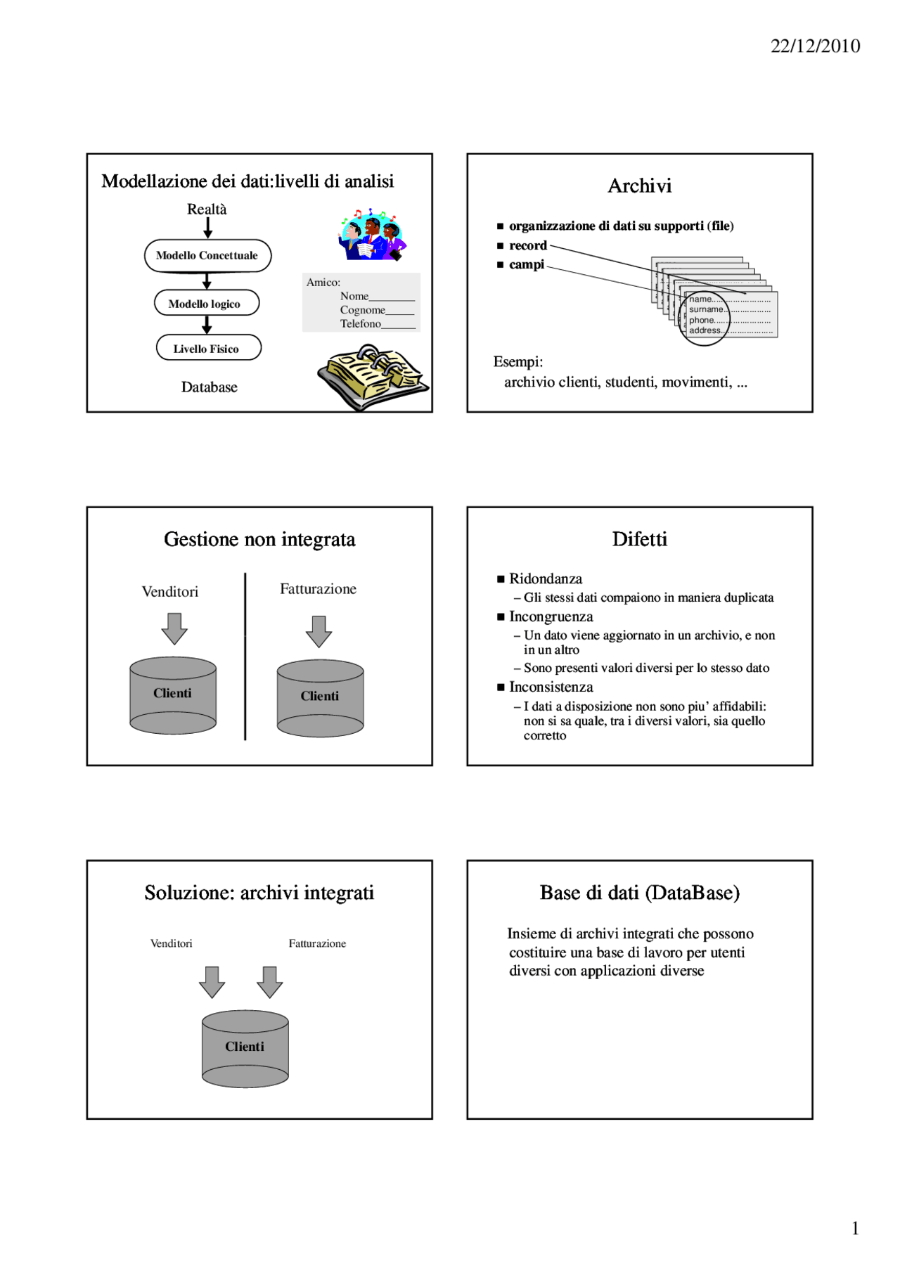 Modellazione dati, database (1) - Docsity